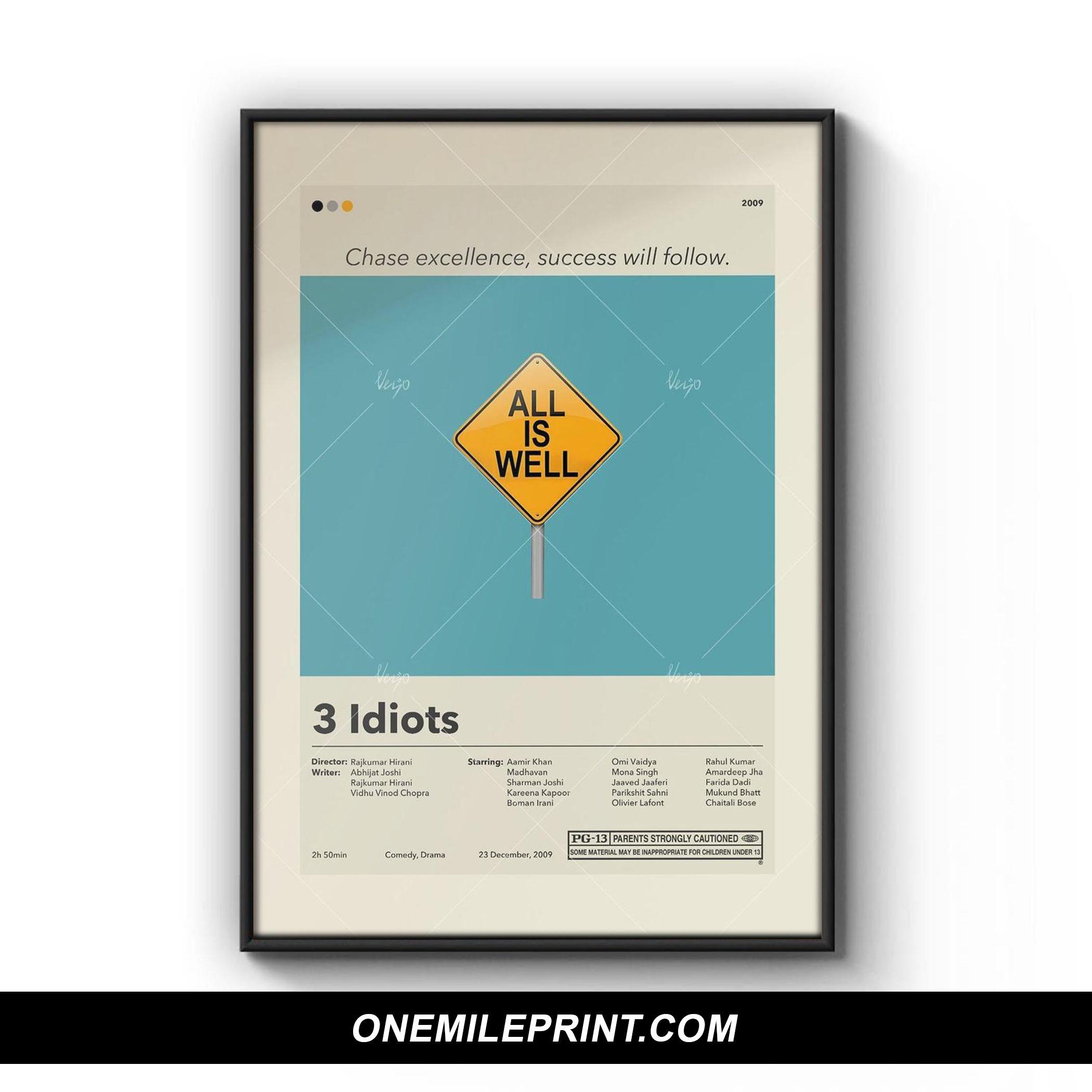 Minimalist 3 Idiots Movie Poster