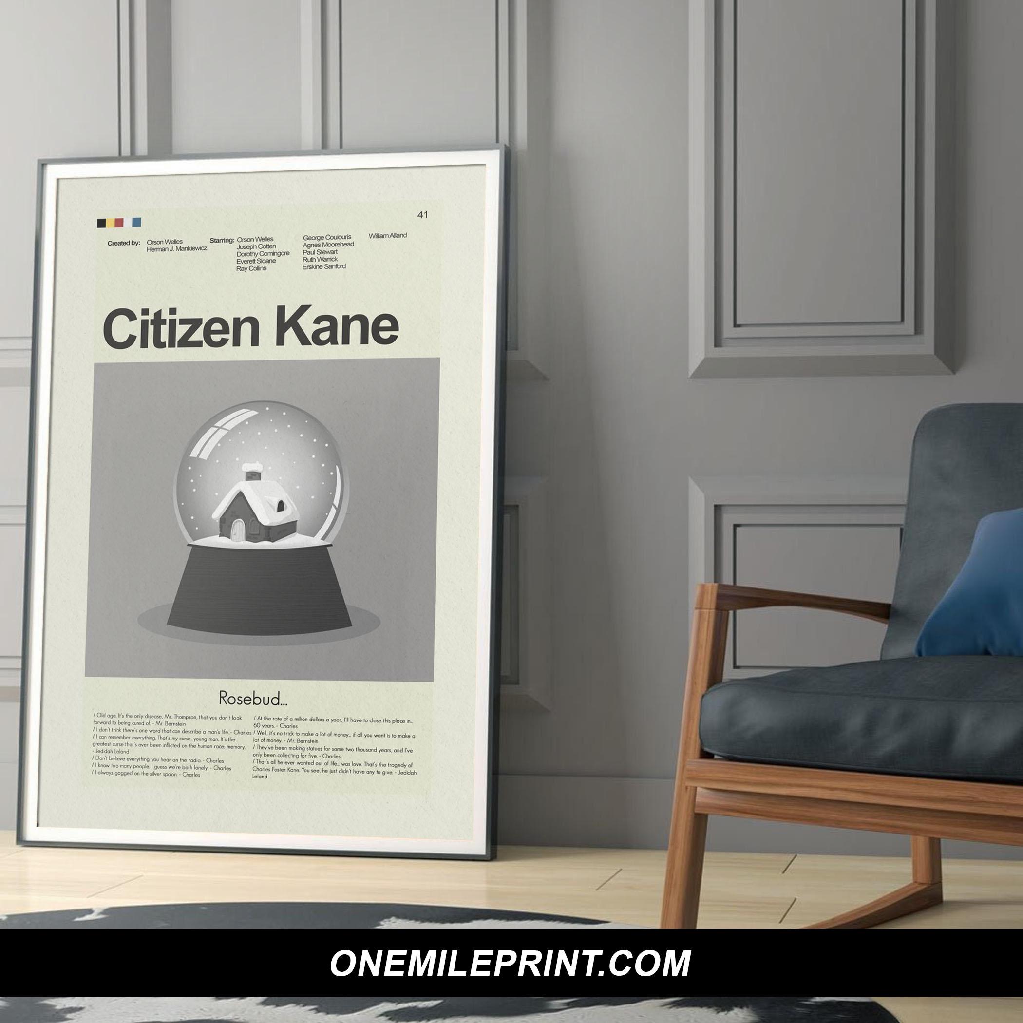 Mid Century Modern Citizen Kane Movie Poster