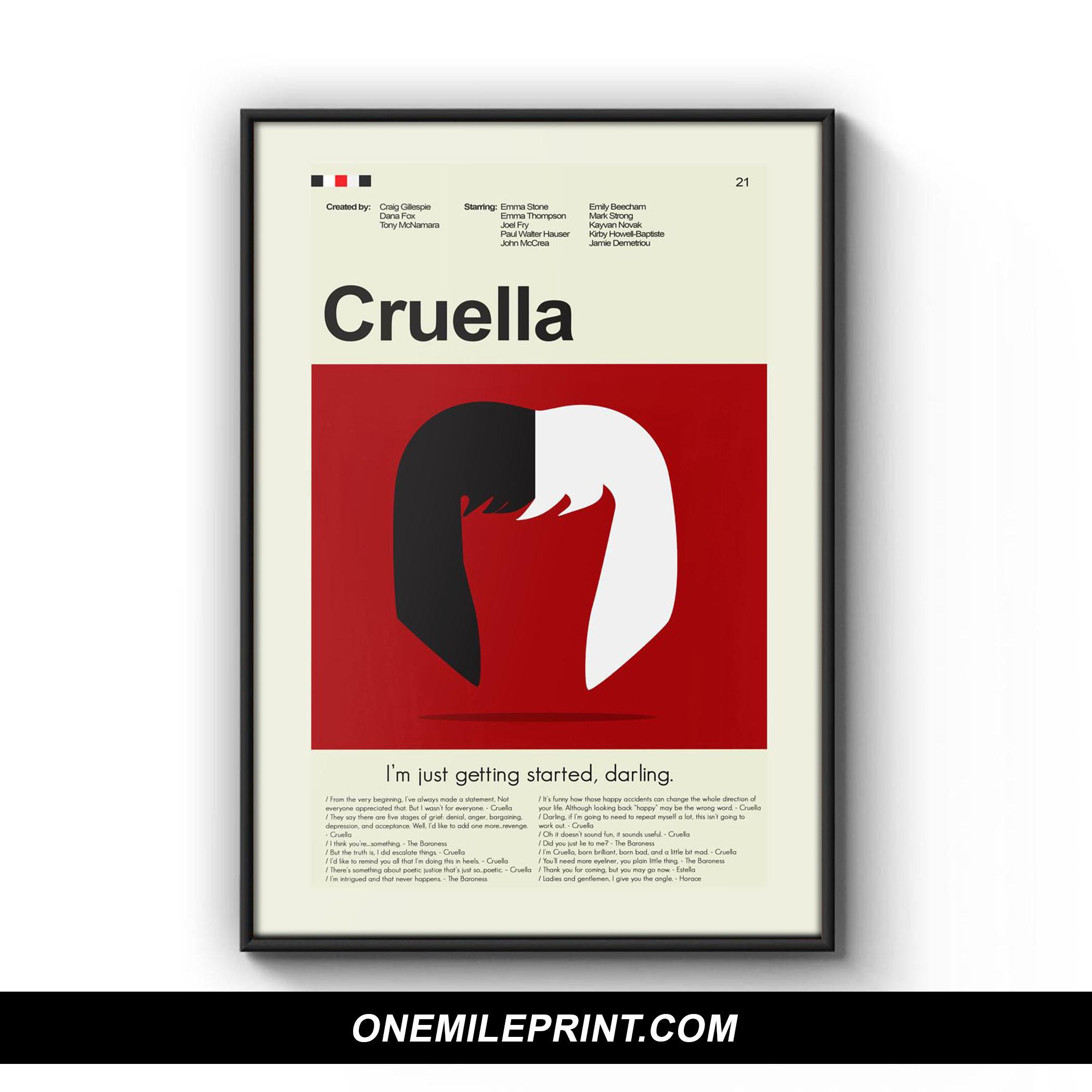 Mid Century Modern Cruella Movie Poster
