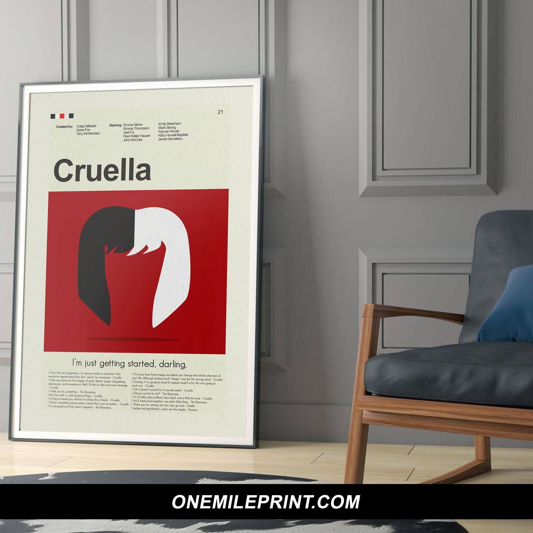 Mid Century Modern Cruella Movie Poster