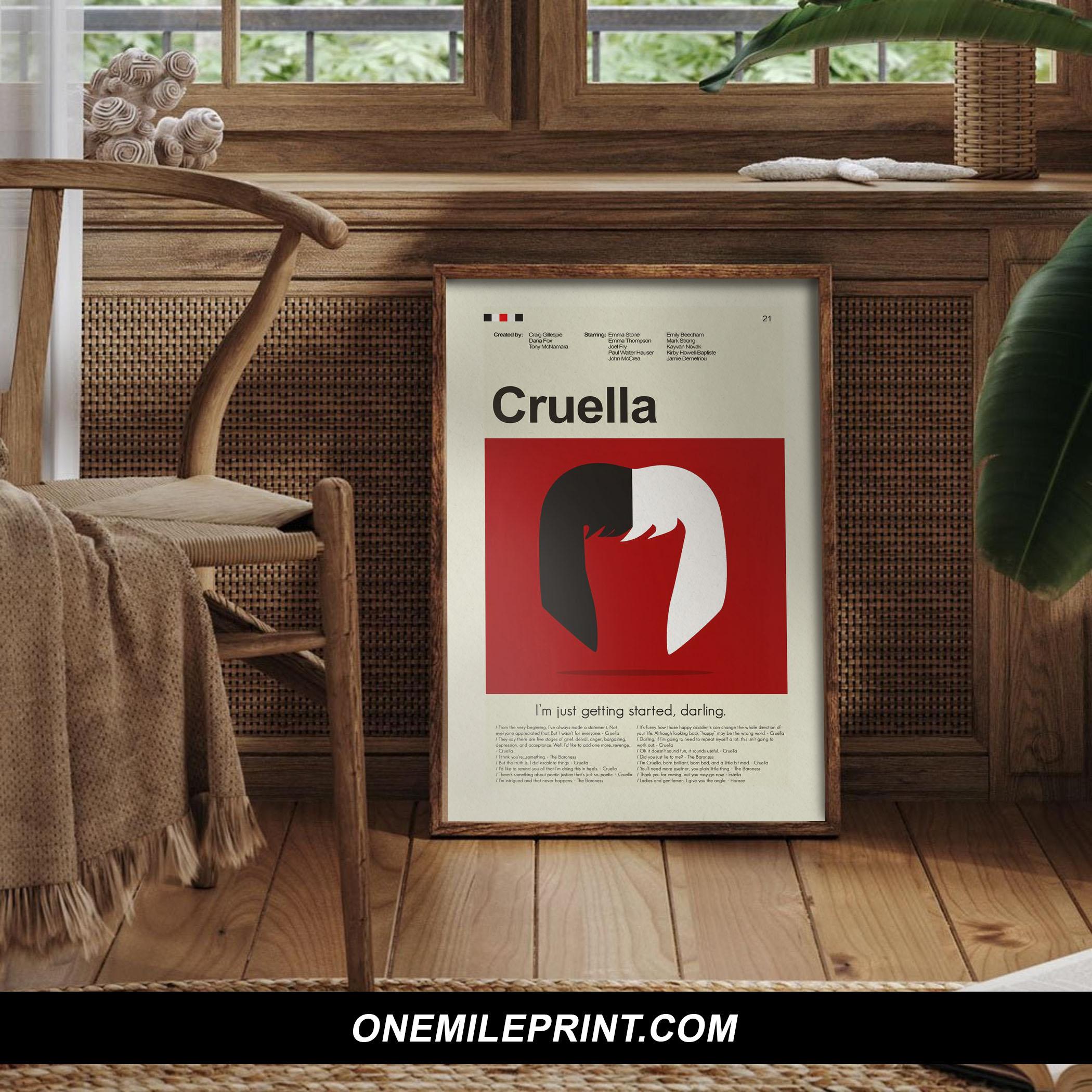 Mid Century Modern Cruella Movie Poster
