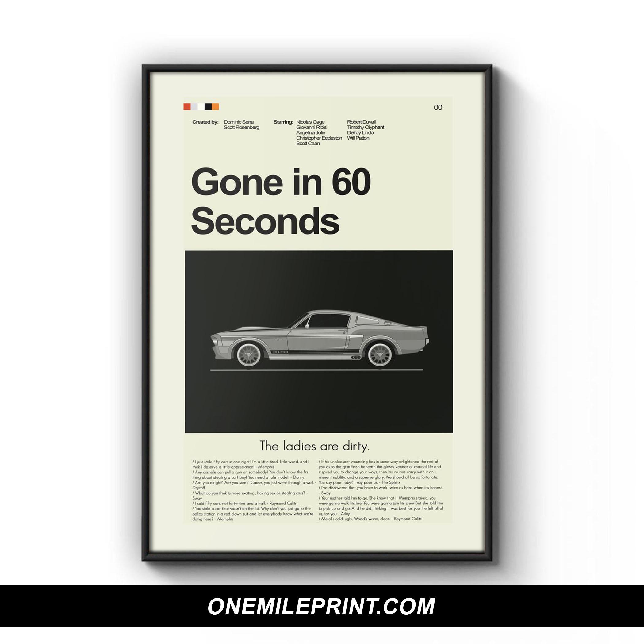 Mid Century Modern Gone in 60 Seconds Movie Poster