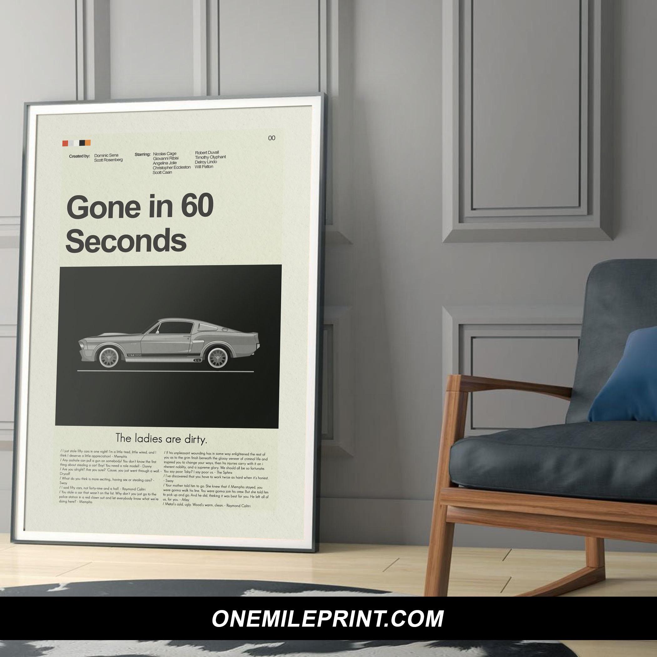 Mid Century Modern Gone in 60 Seconds Movie Poster