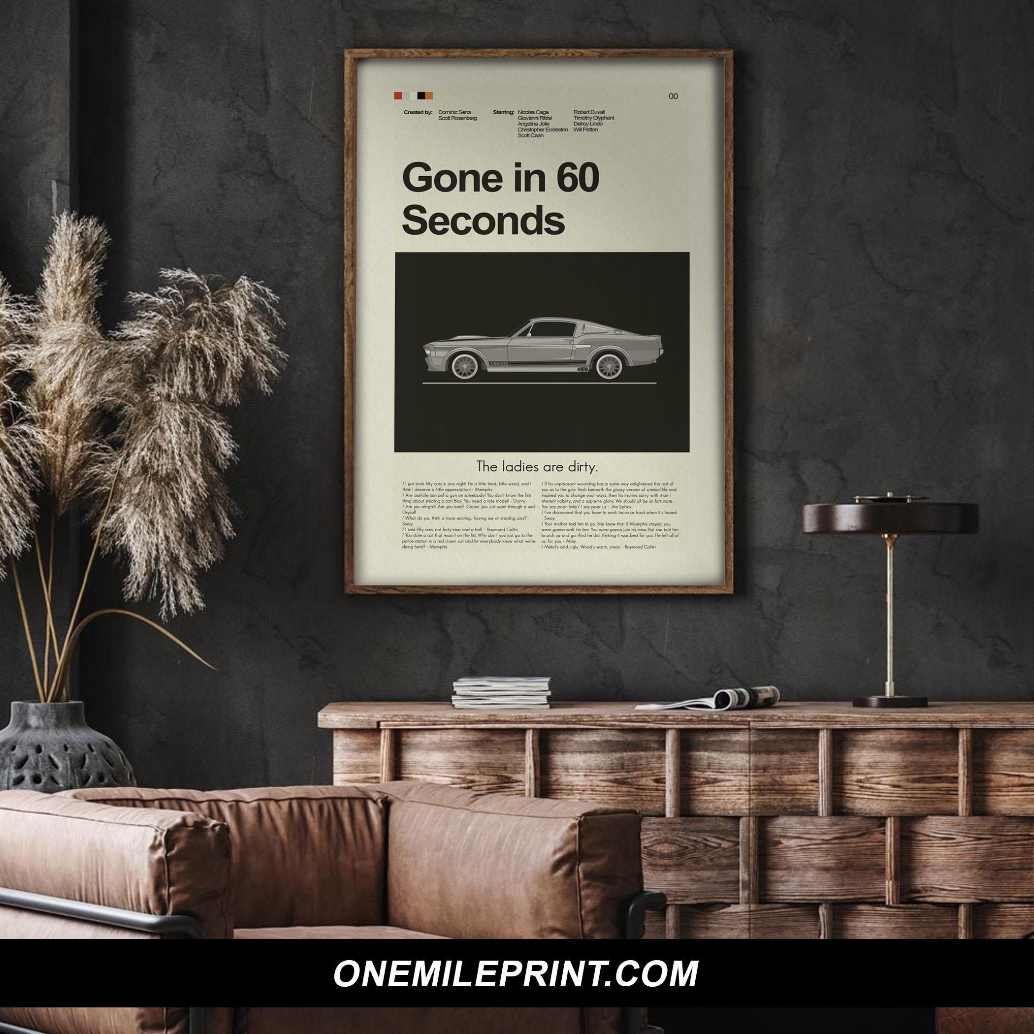 Mid Century Modern Gone in 60 Seconds Movie Poster