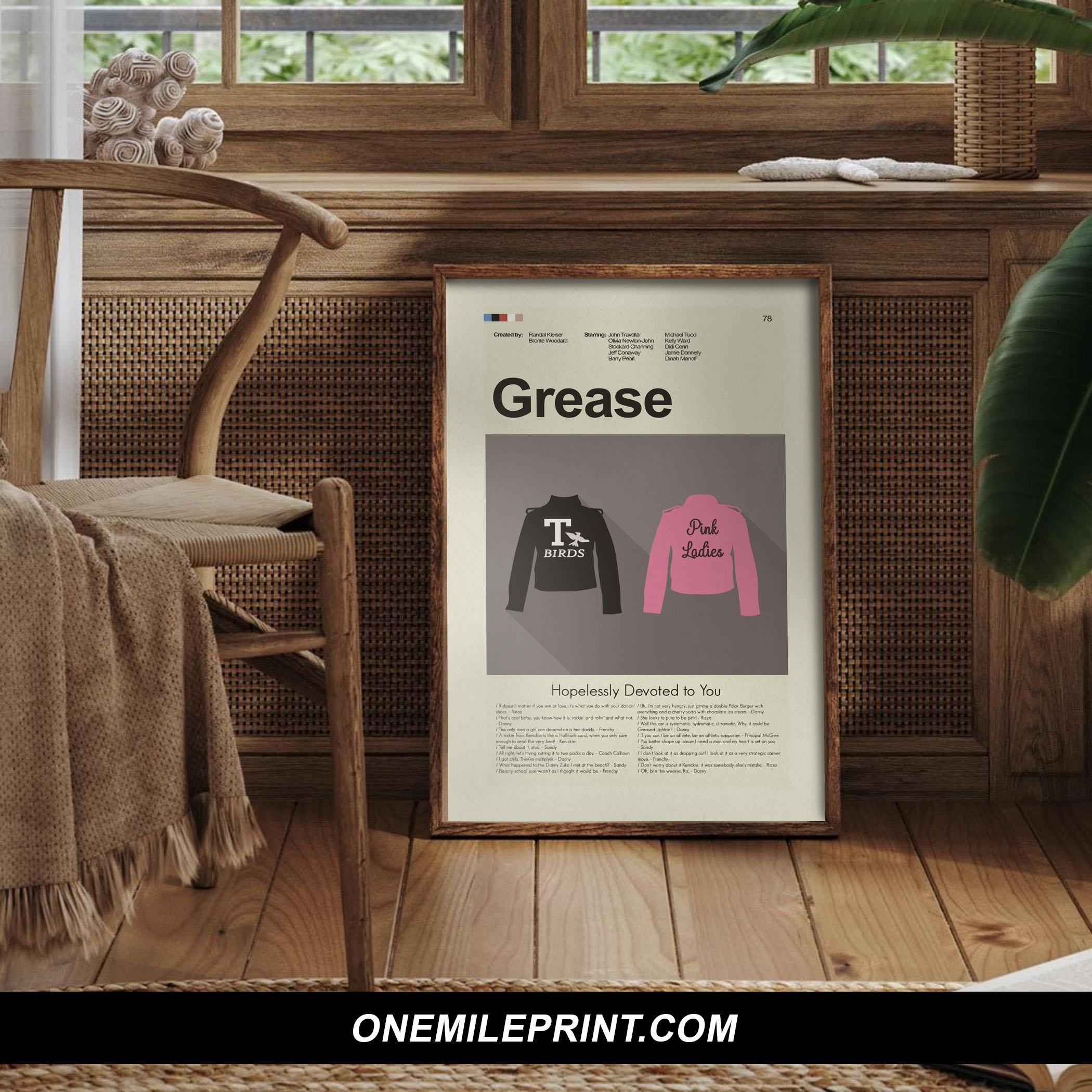 Mid Century Modern Grease Movie Poster