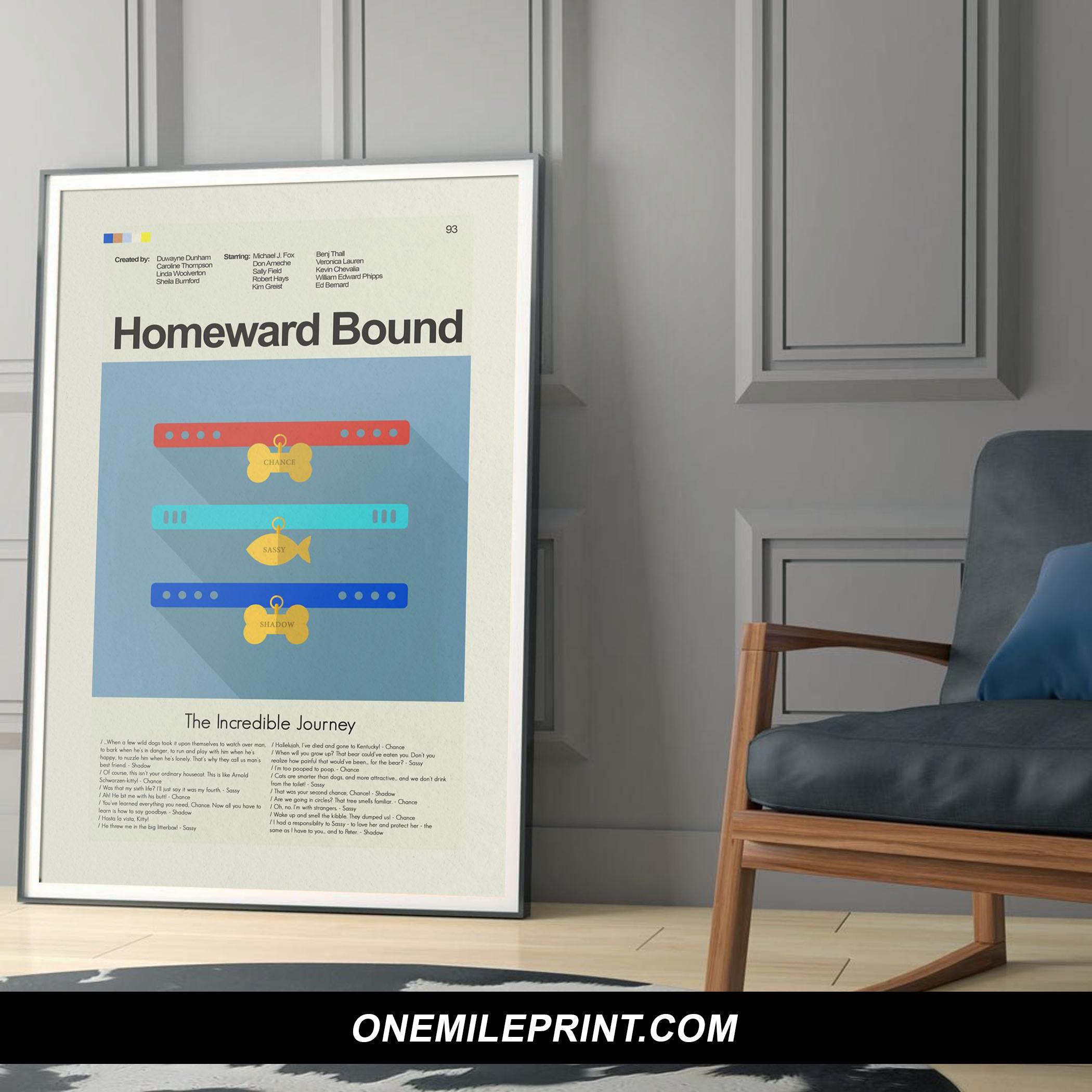 Mid Century Modern Homeward Bound: The Incredible Journey Movie Poster