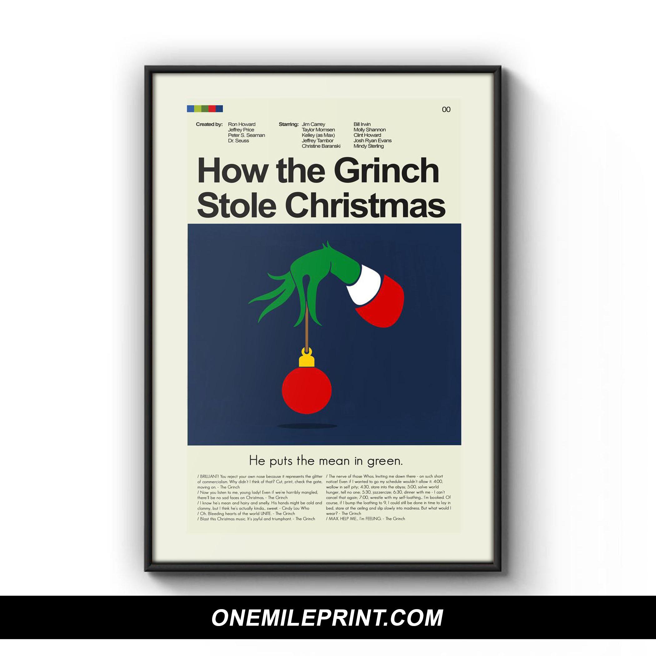Mid Century Modern How the Grinch Stole Christmas Movie Poster