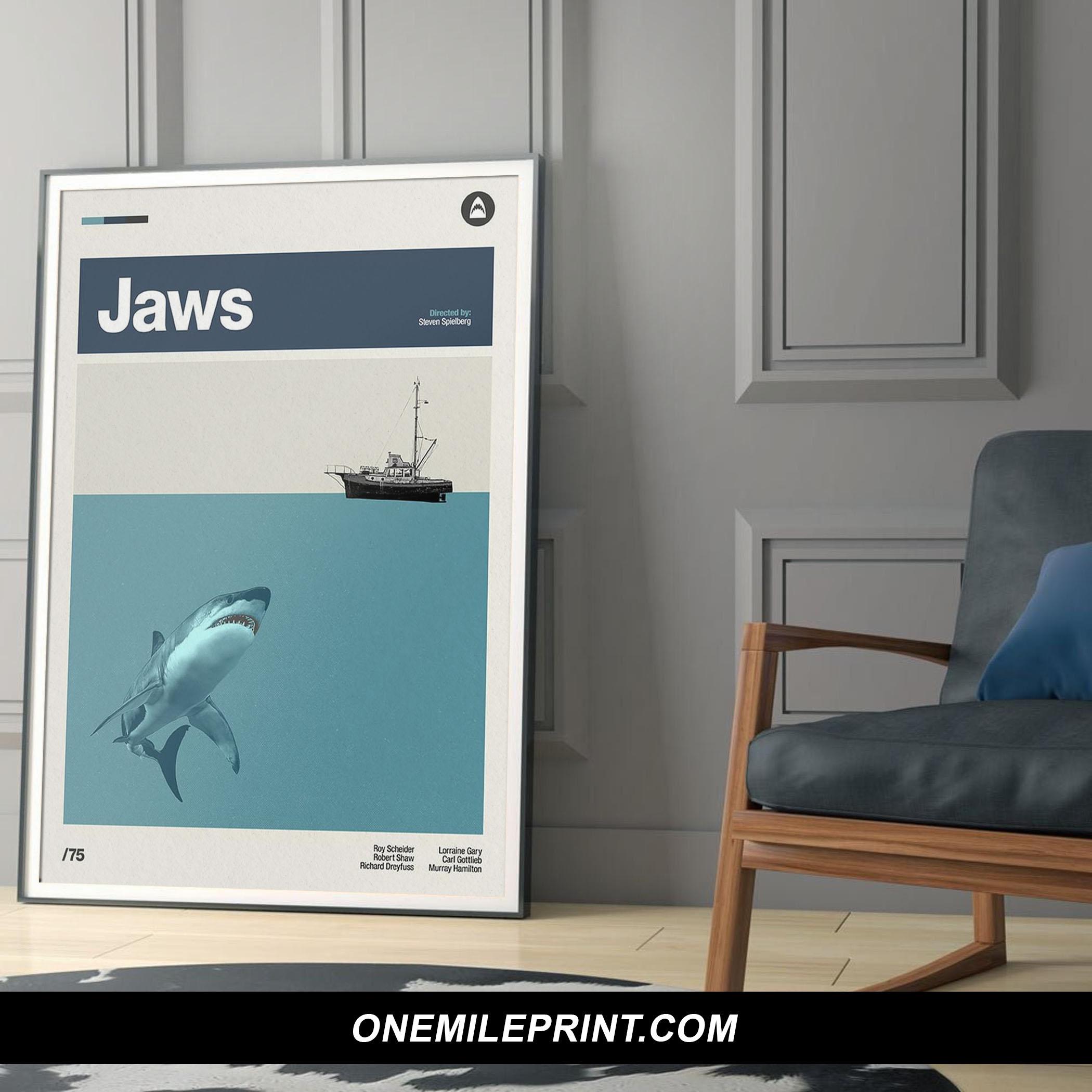 Retro Modern Jaws Movie Poster