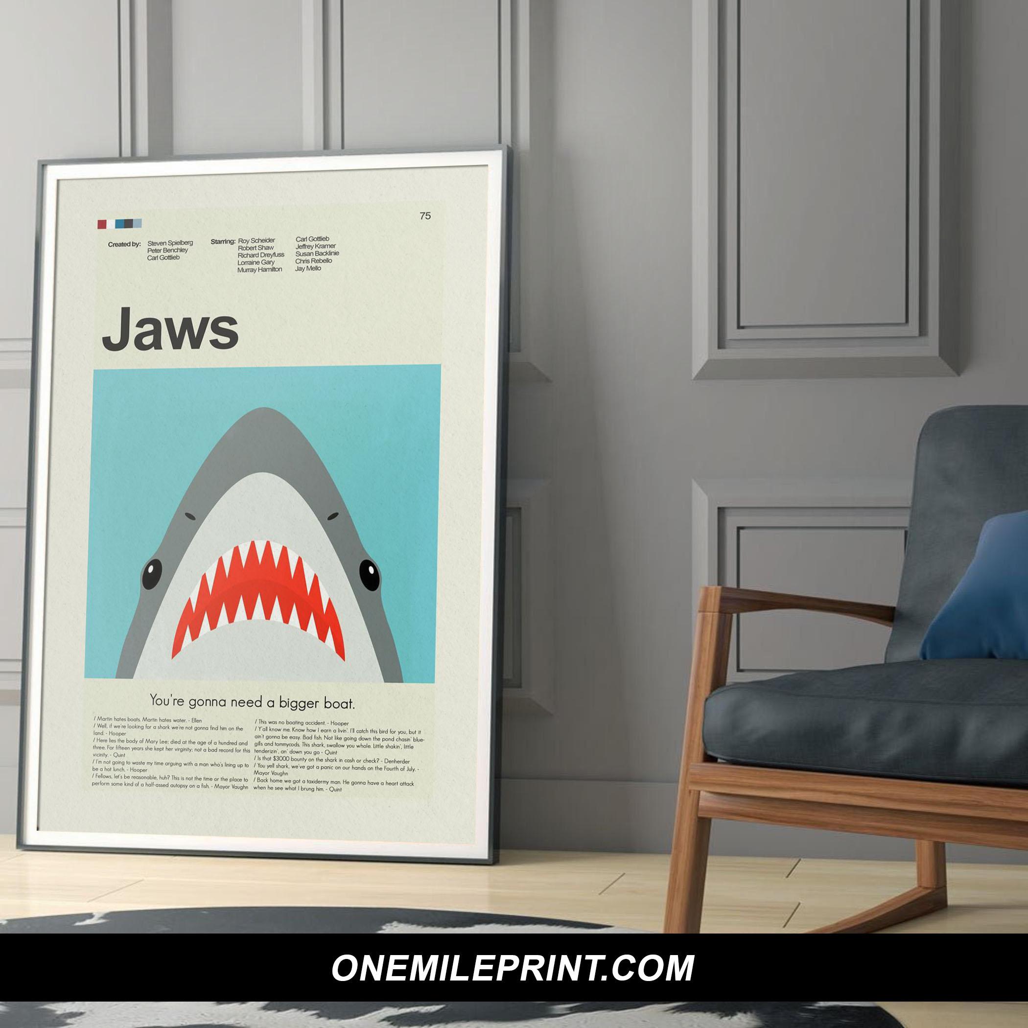 Mid Century Modern Jaws Movie Poster
