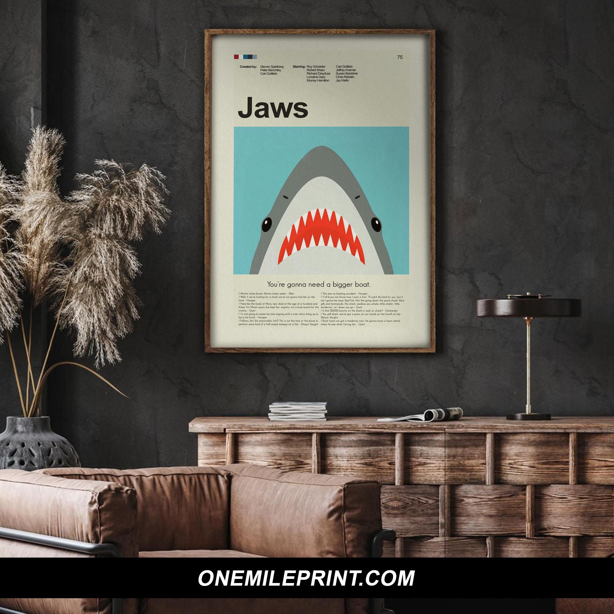 Mid Century Modern Jaws Movie Poster