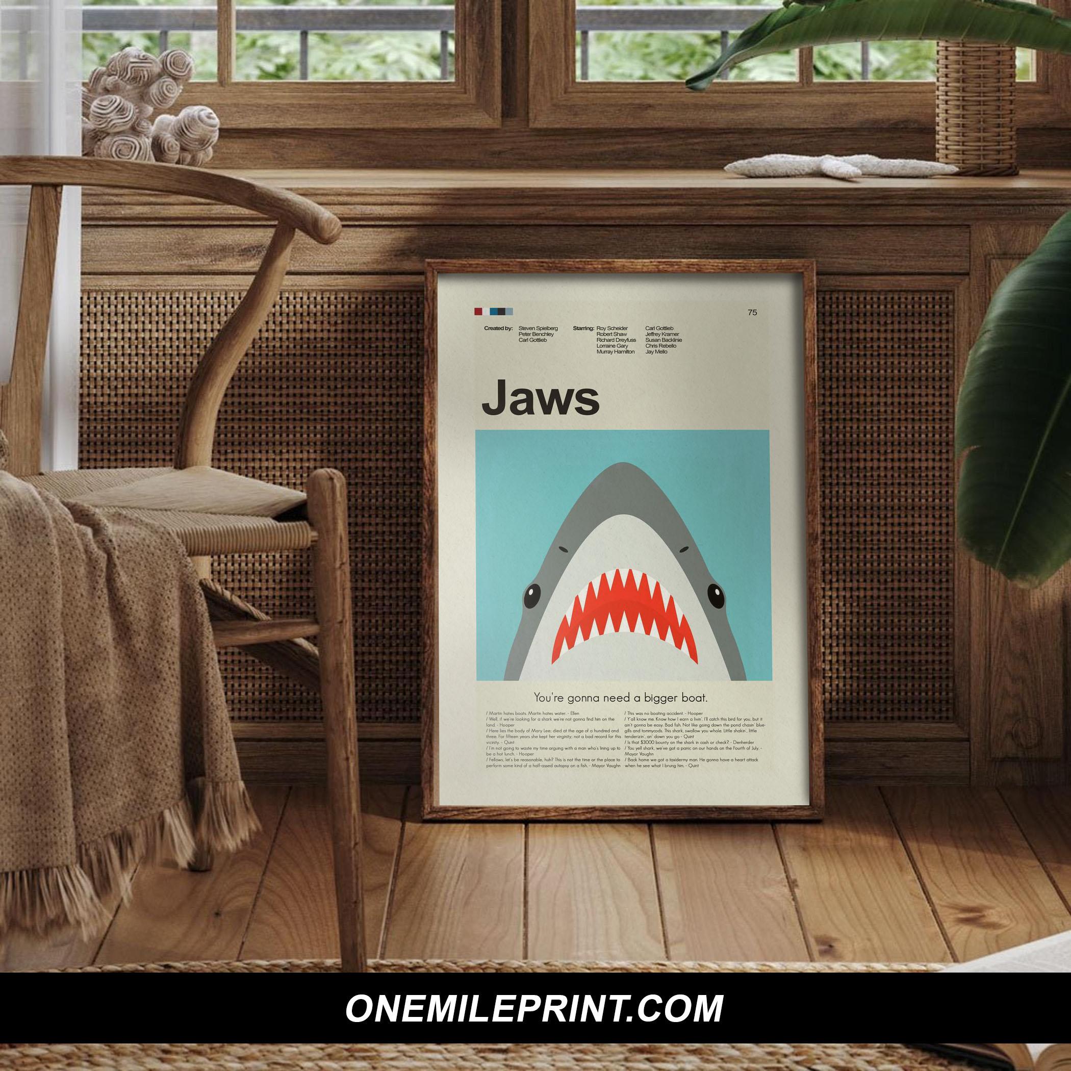 Mid Century Modern Jaws Movie Poster