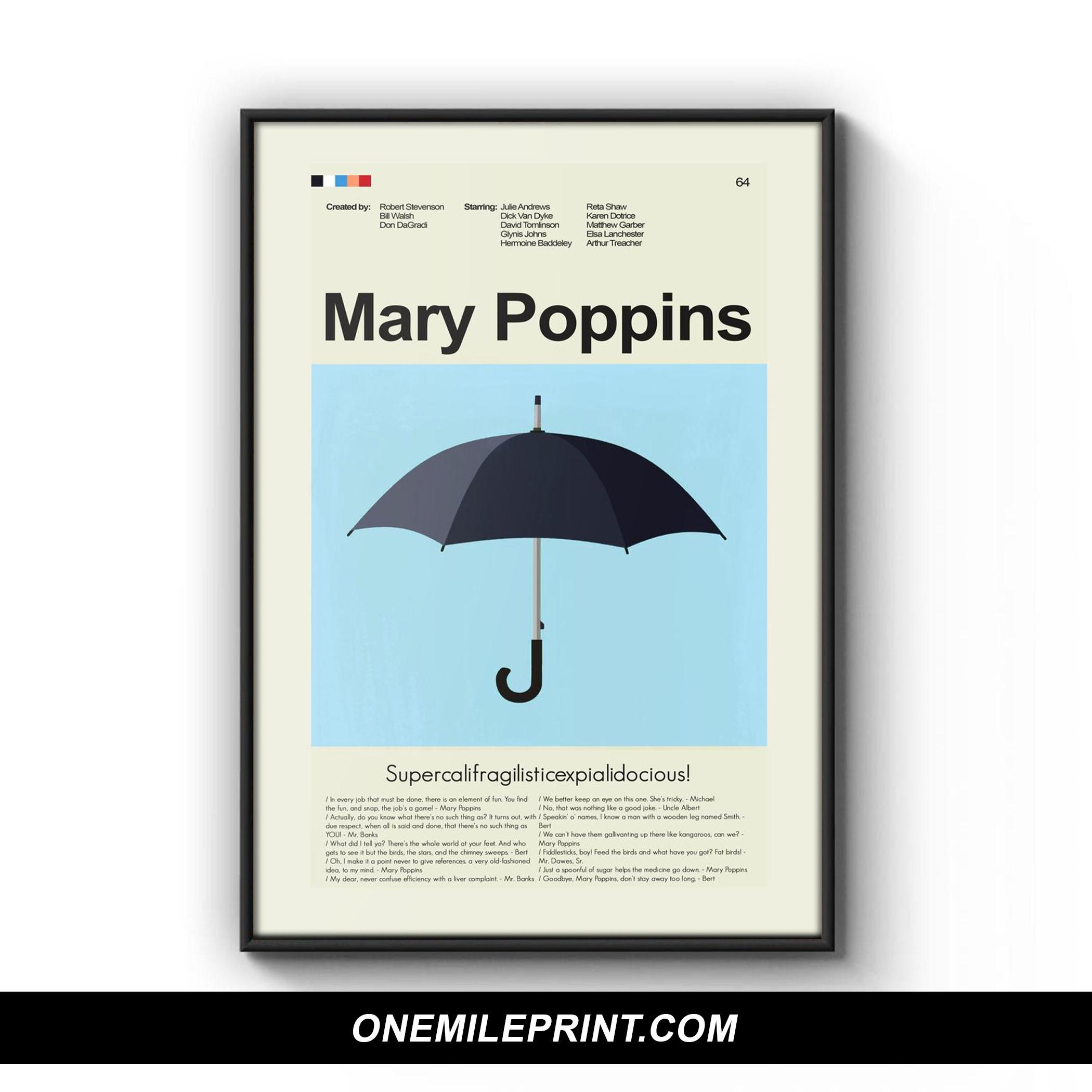 Mid Century Modern Mary Poppins Movie Poster