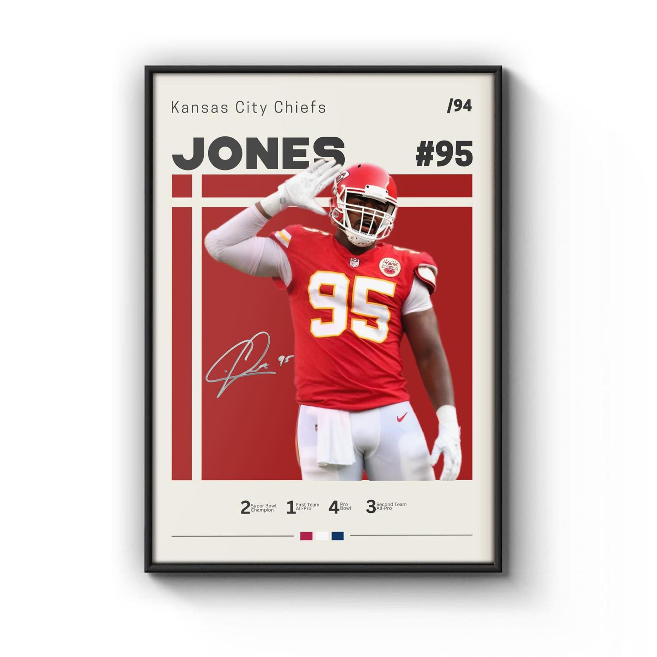 Mid Century Chris Jones Kansas City Chiefs Poster