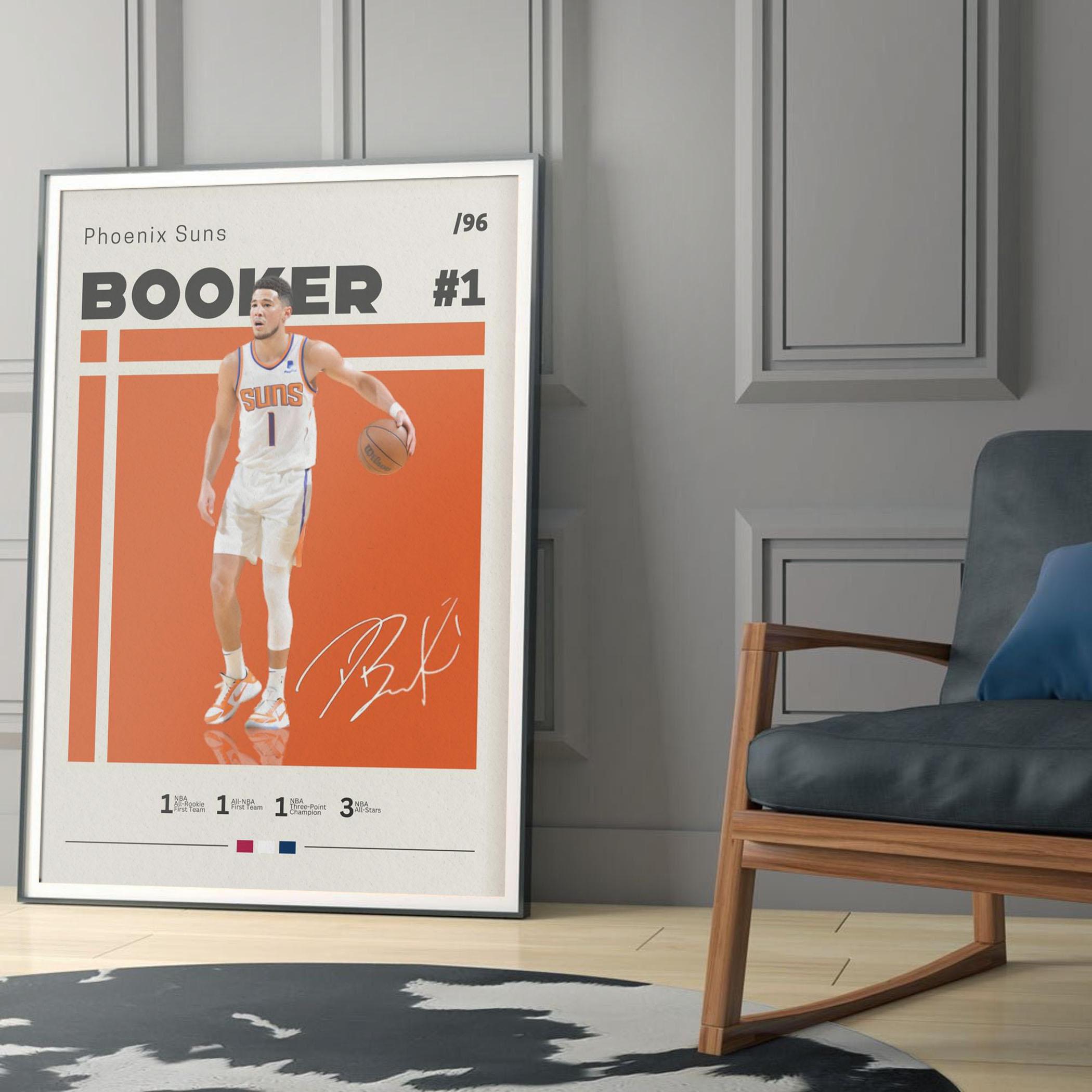 Mid Century Devin Booker Phoenix Suns Poster