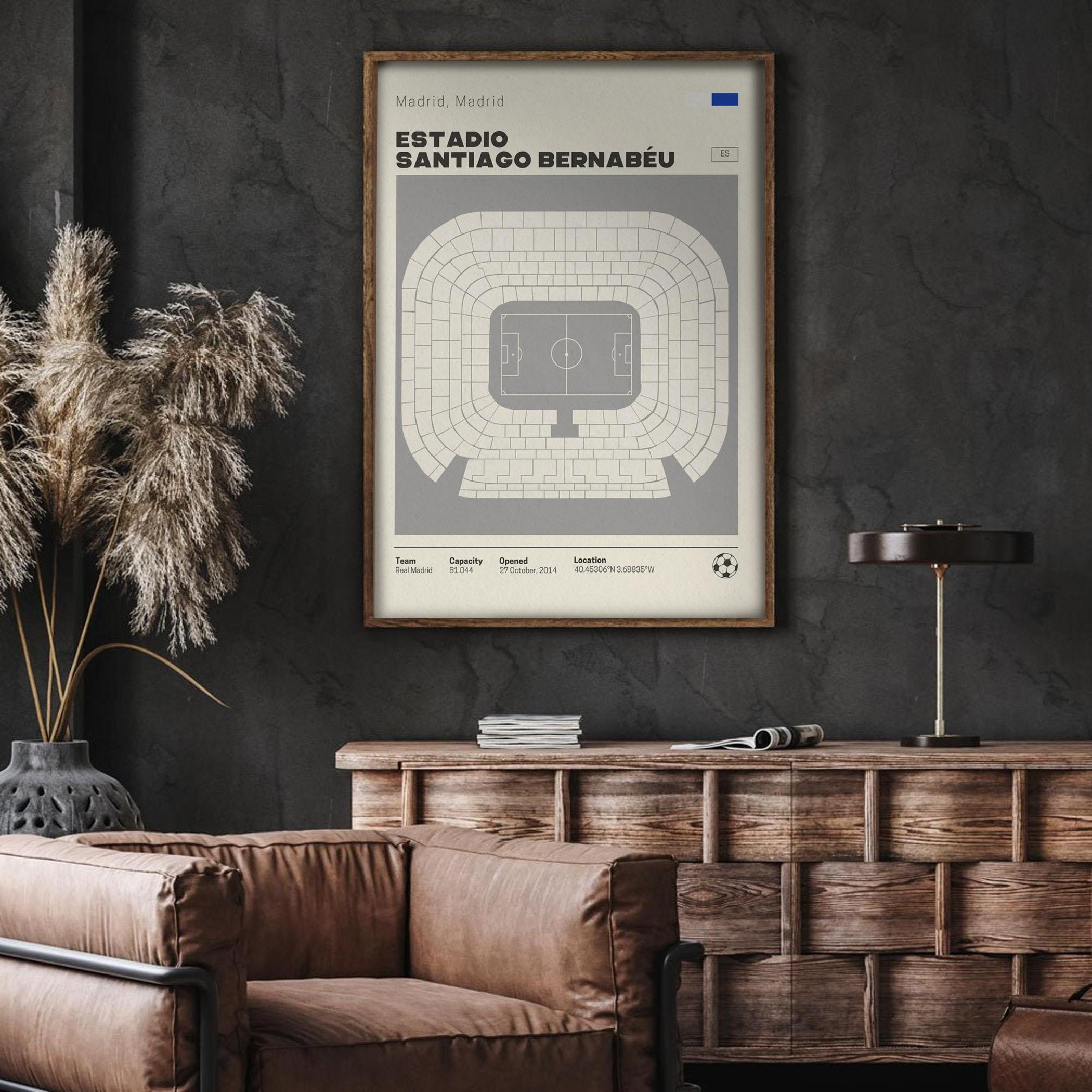 Mid Century Estadio Santiago Bernabeu Real Madrid Stadium Poster