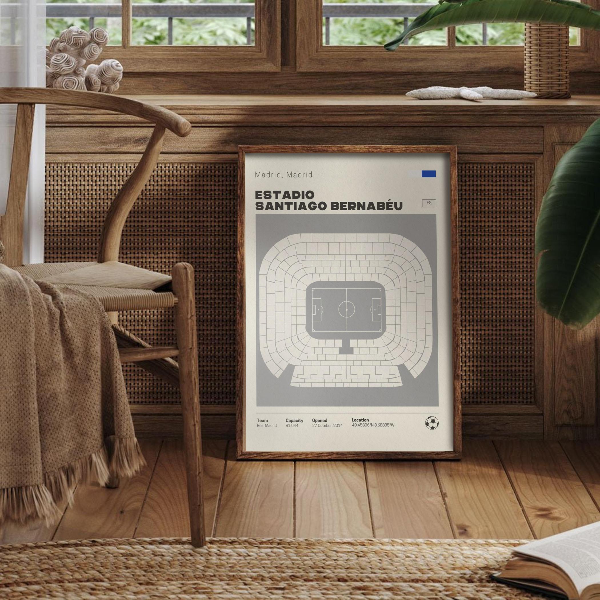 Mid Century Estadio Santiago Bernabeu Real Madrid Stadium Poster