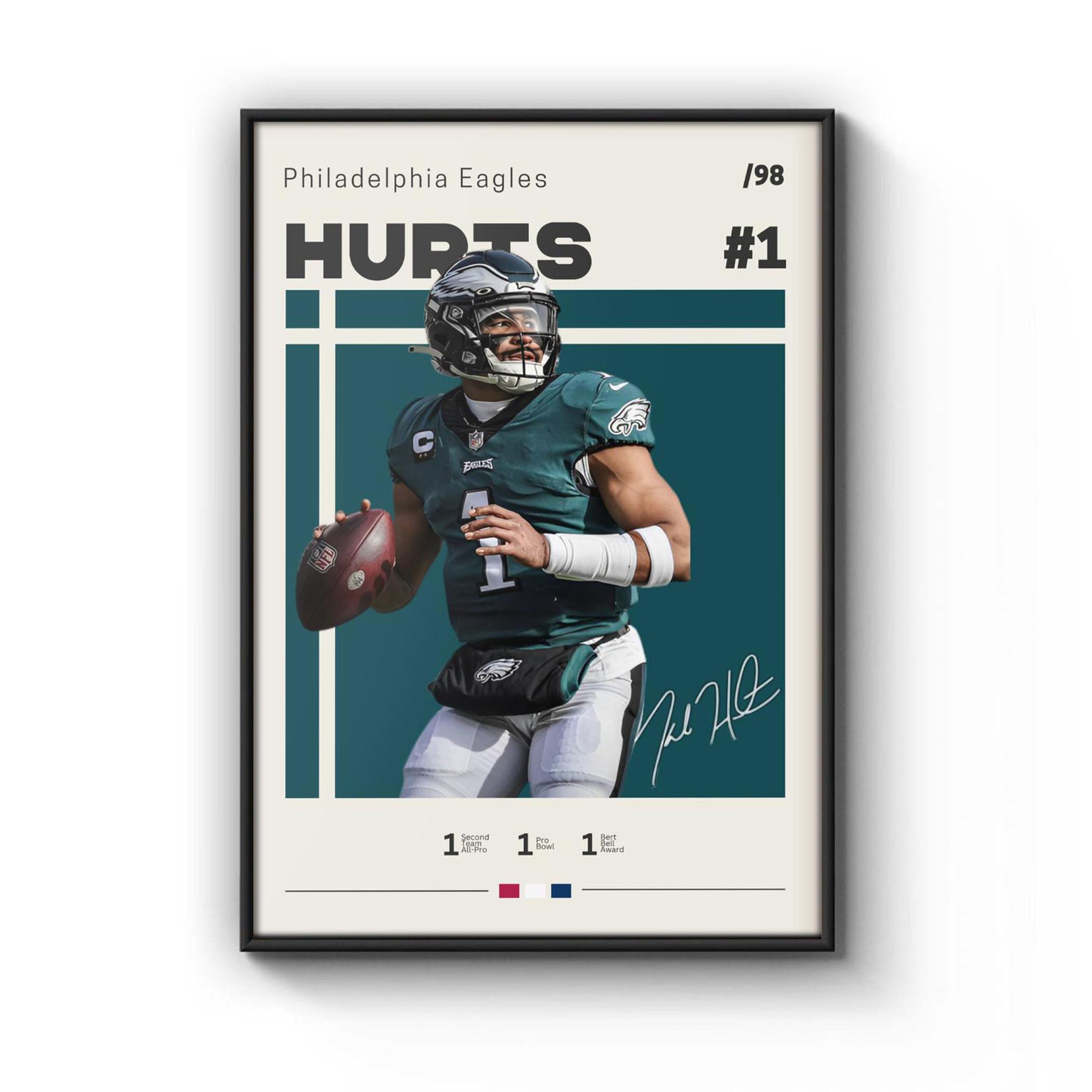 Mid Century Jalen Hurts Philadelphia Eagles Poster