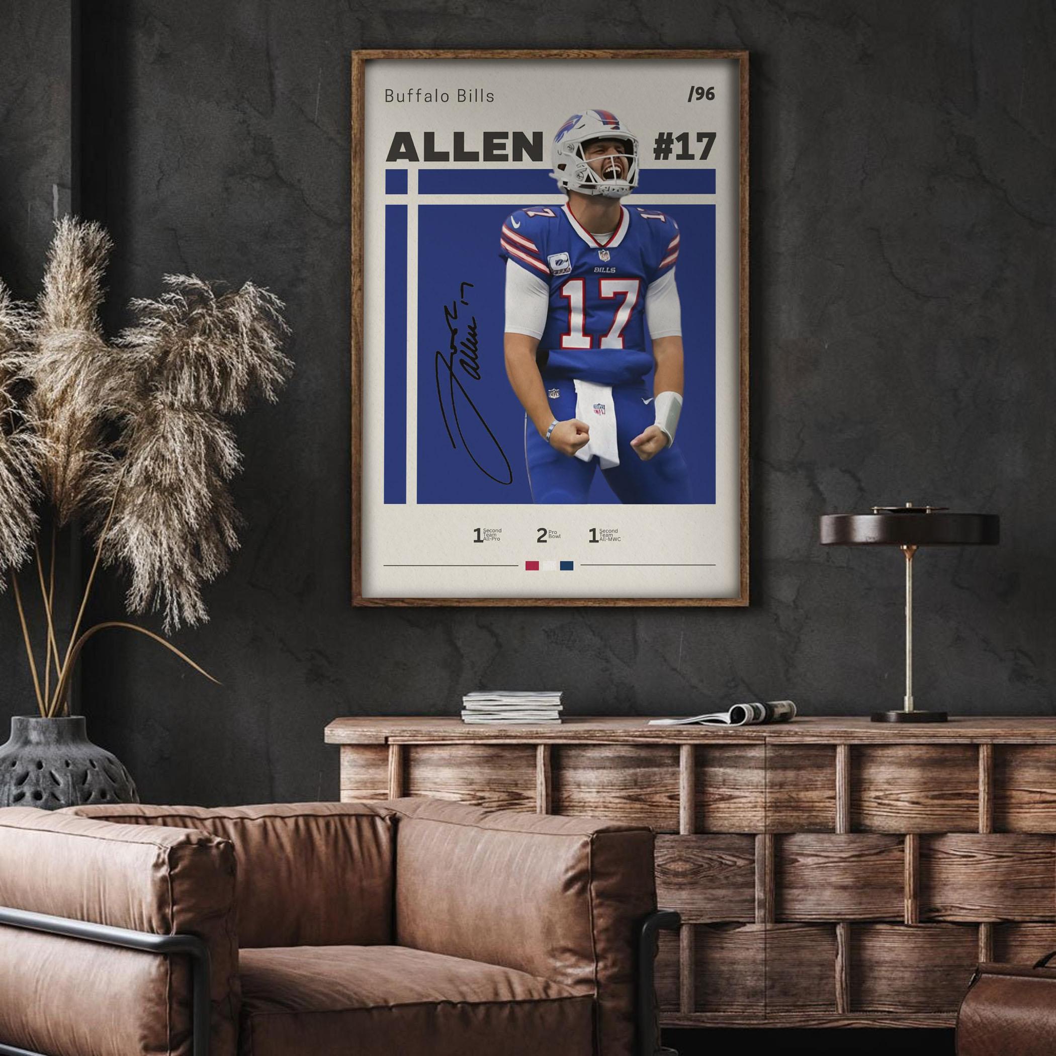 Mid Century Josh Allen Buffalo Bills Poster