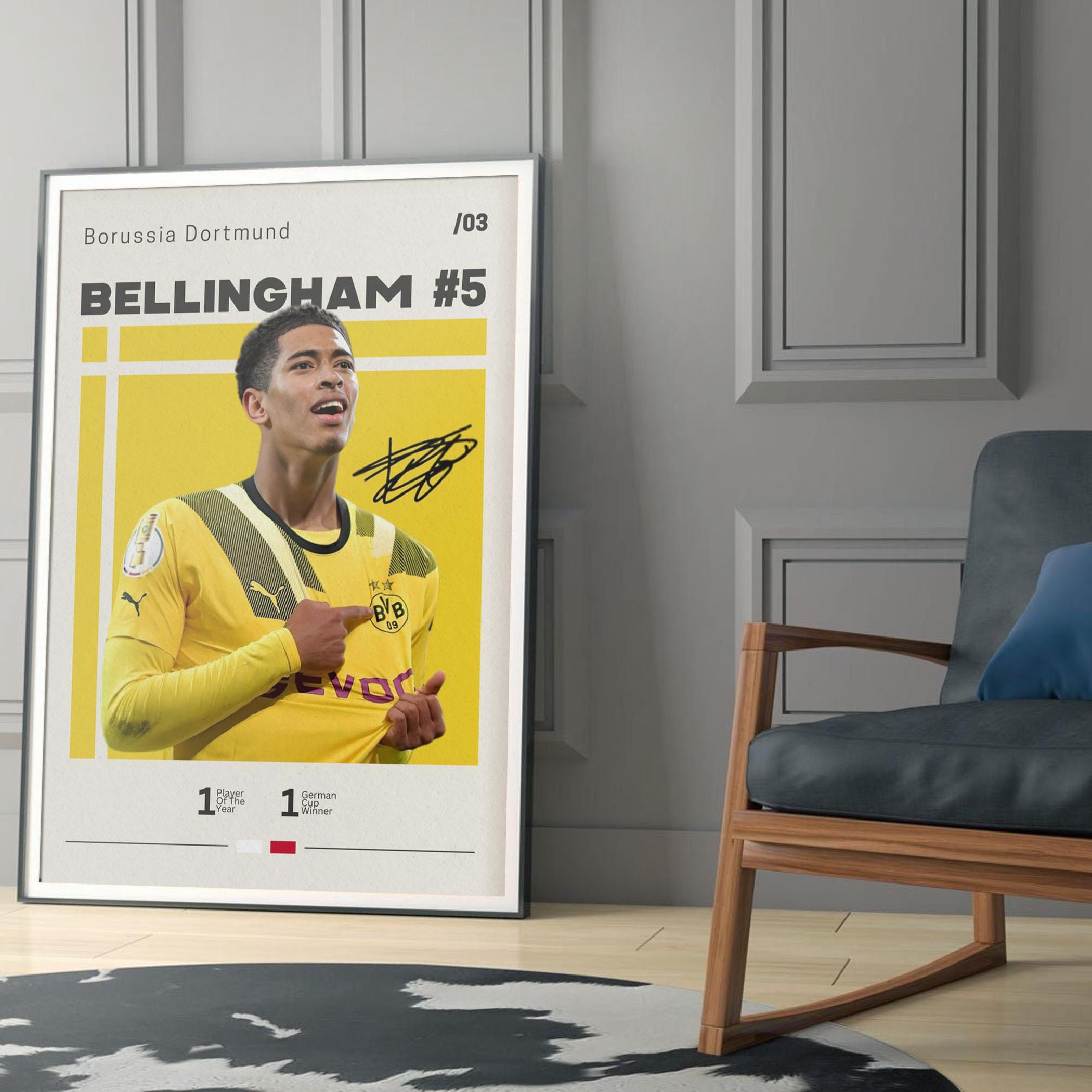 Mid Century Jude Bellingham Borussia Dortmund Poster