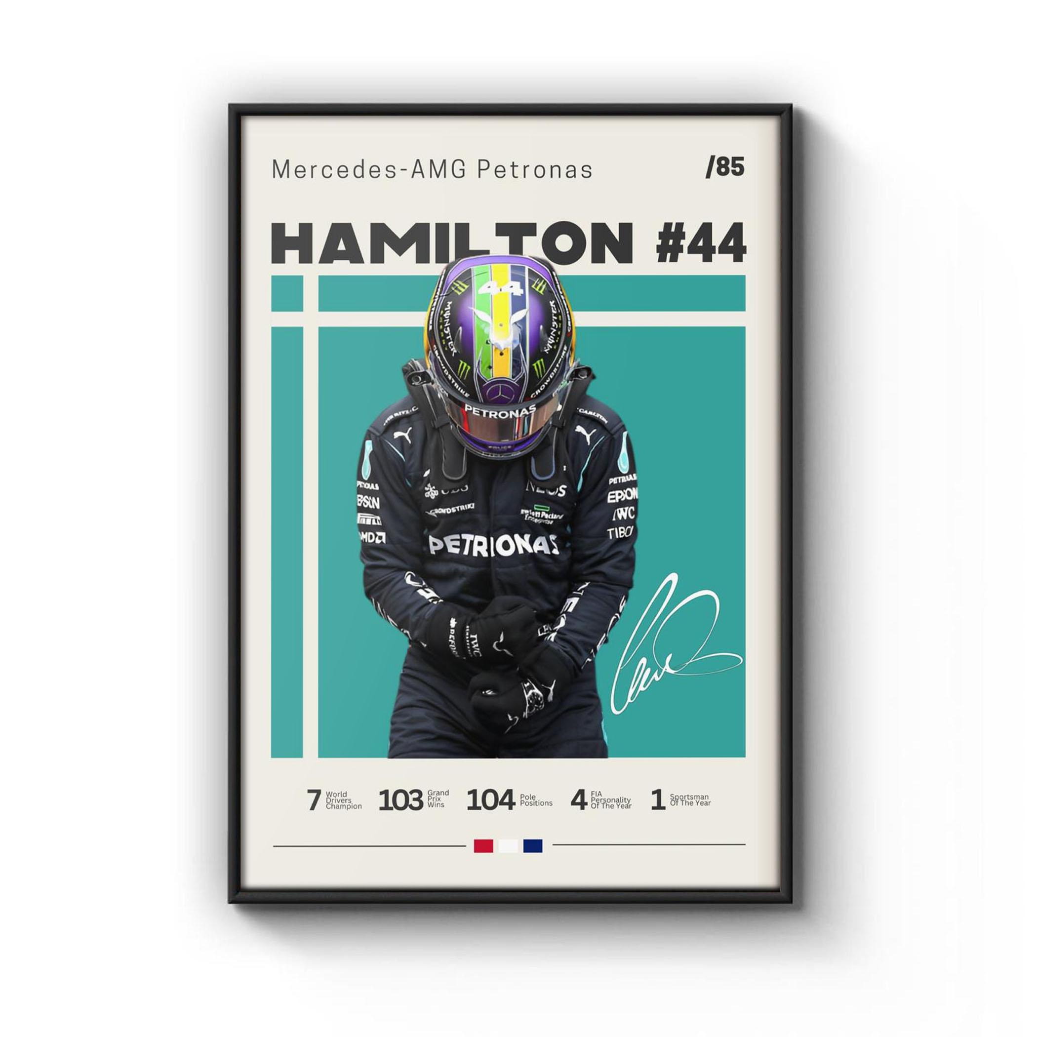 Mid Century Lewis Hamilton F1 Racing Poster