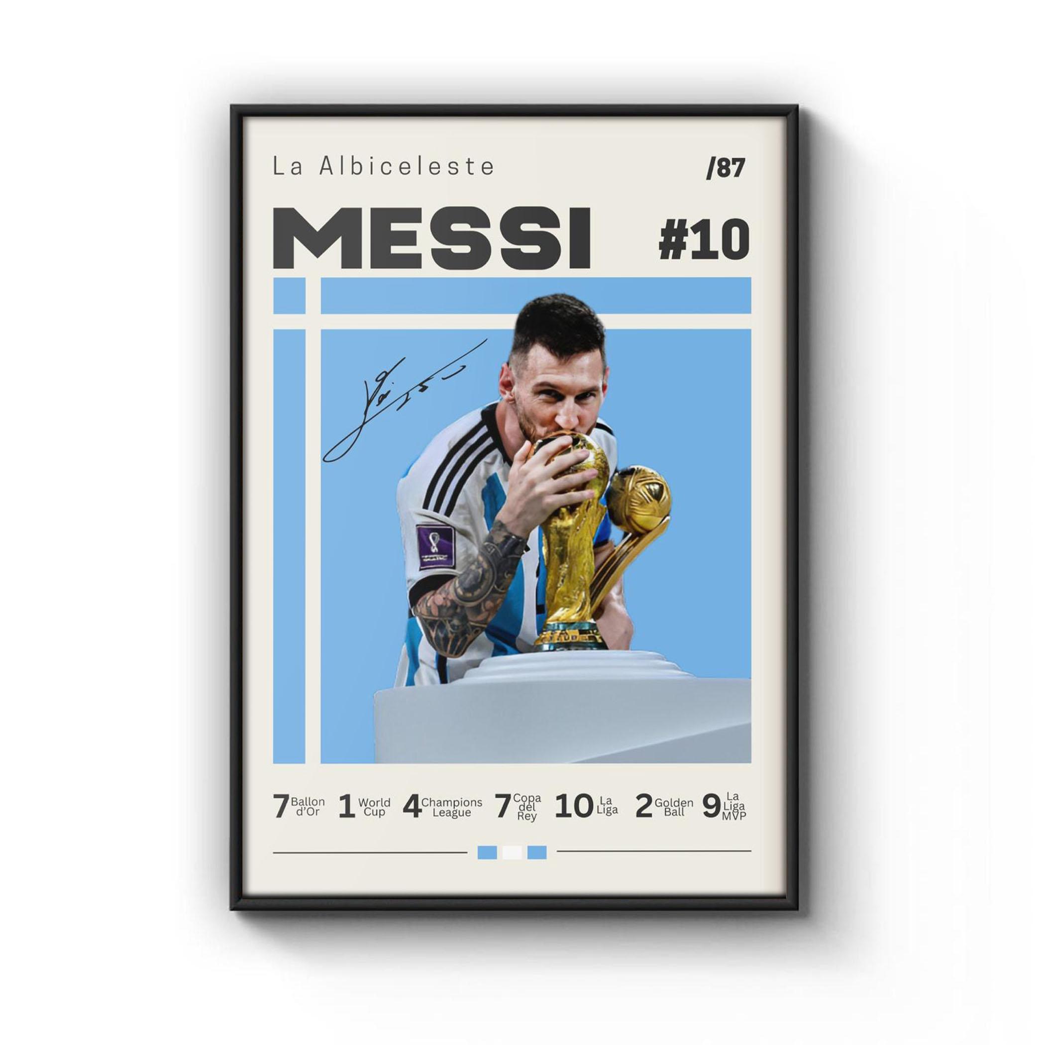 Mid Century Lionel Messi Argentina Football Poster