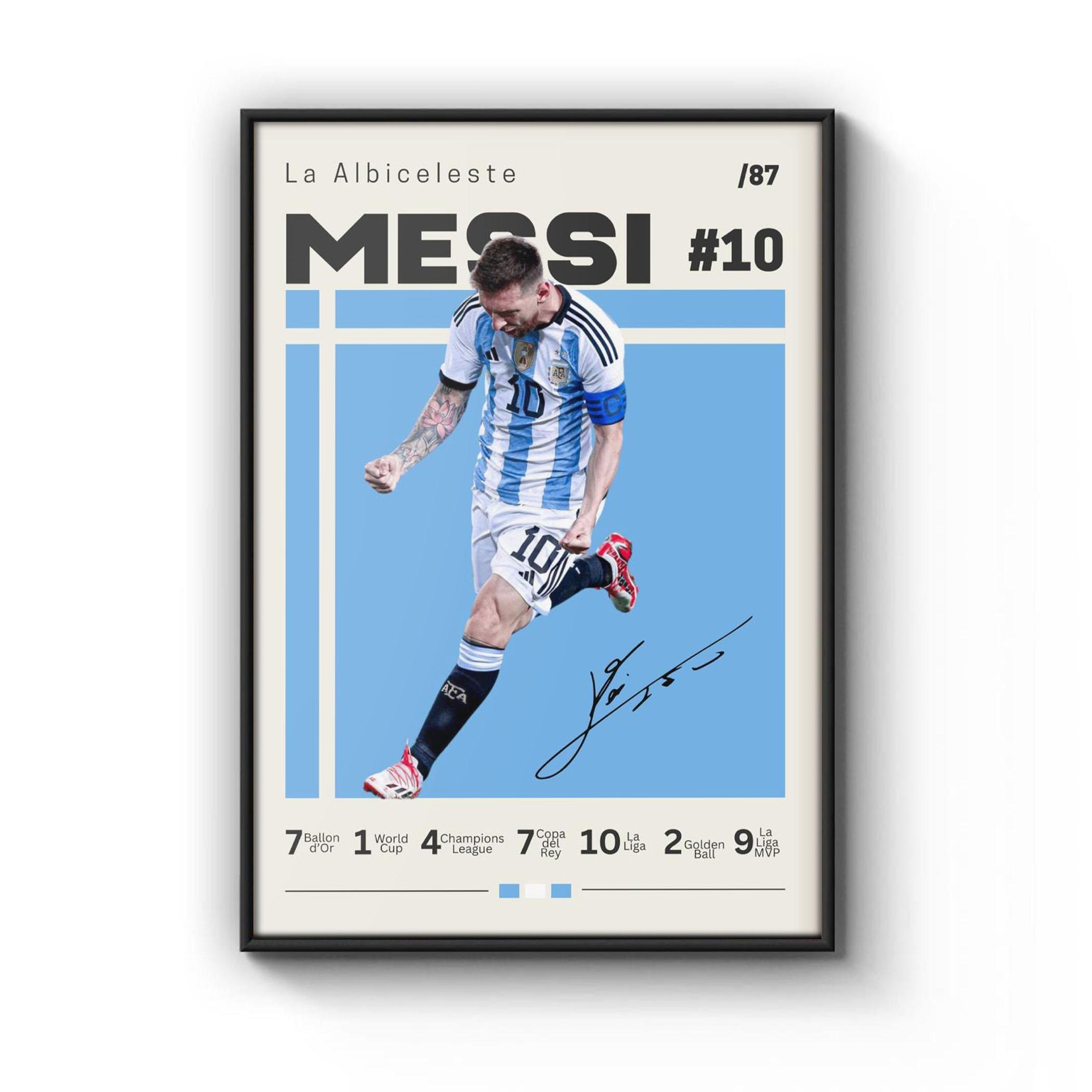 Mid Century Lionel Messi Argentina Football Poster