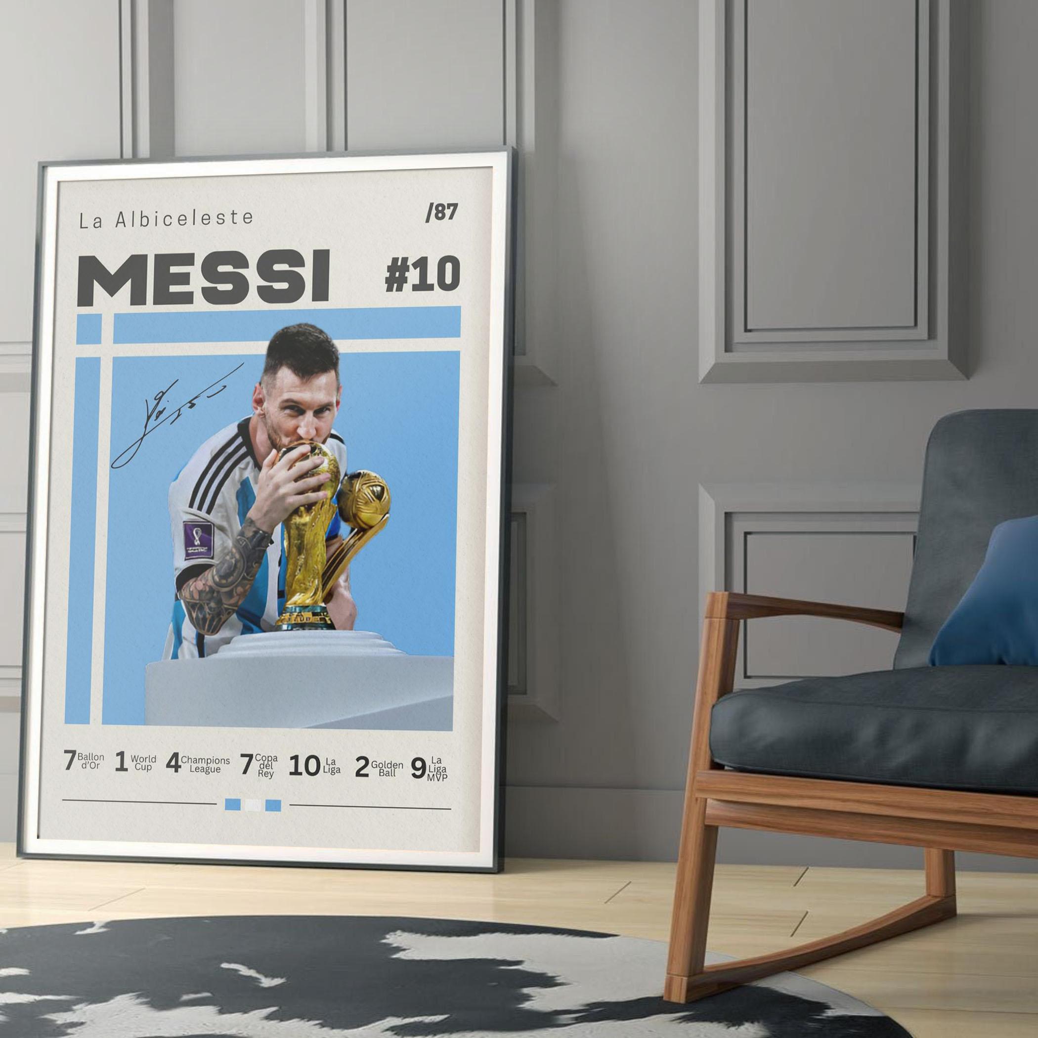 Mid Century Lionel Messi Argentina Football Poster