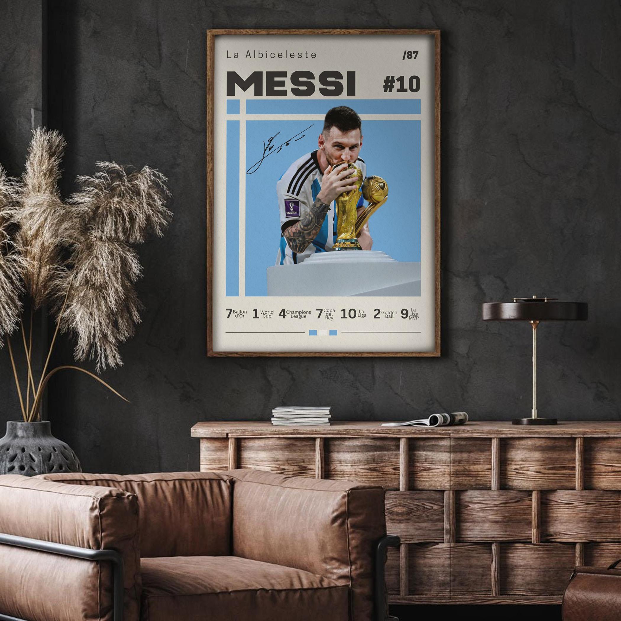 Mid Century Lionel Messi Argentina Football Poster