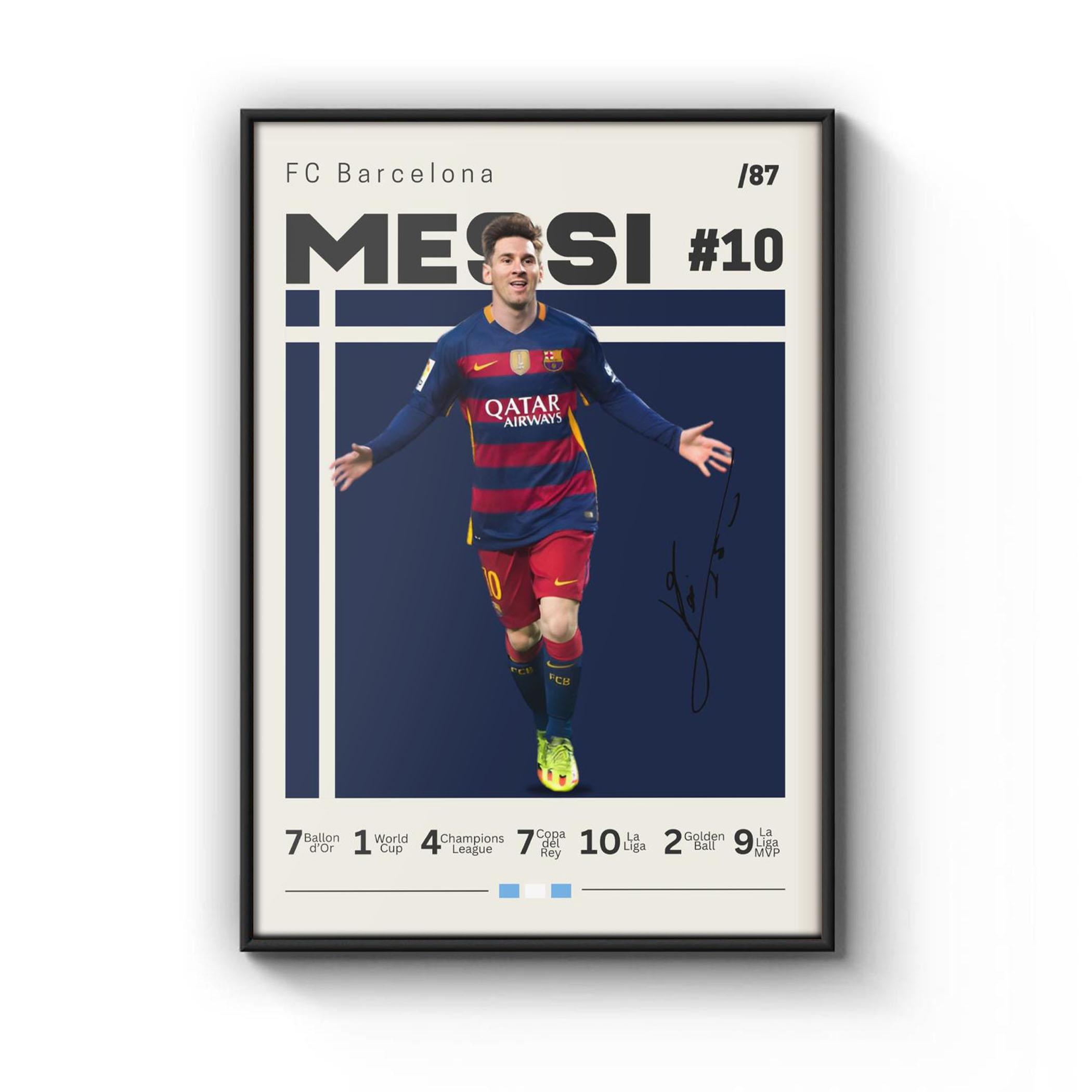 Mid Century Lionel Messi FC Barcelona Poster