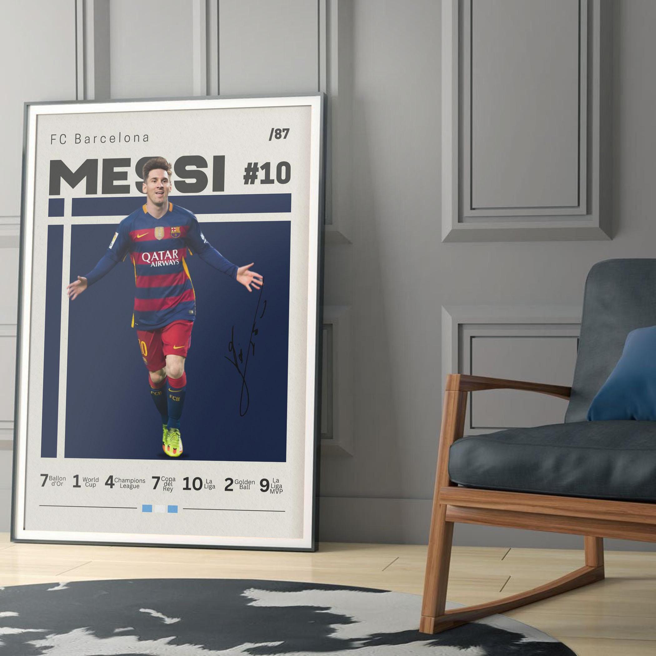 Mid Century Lionel Messi FC Barcelona Poster