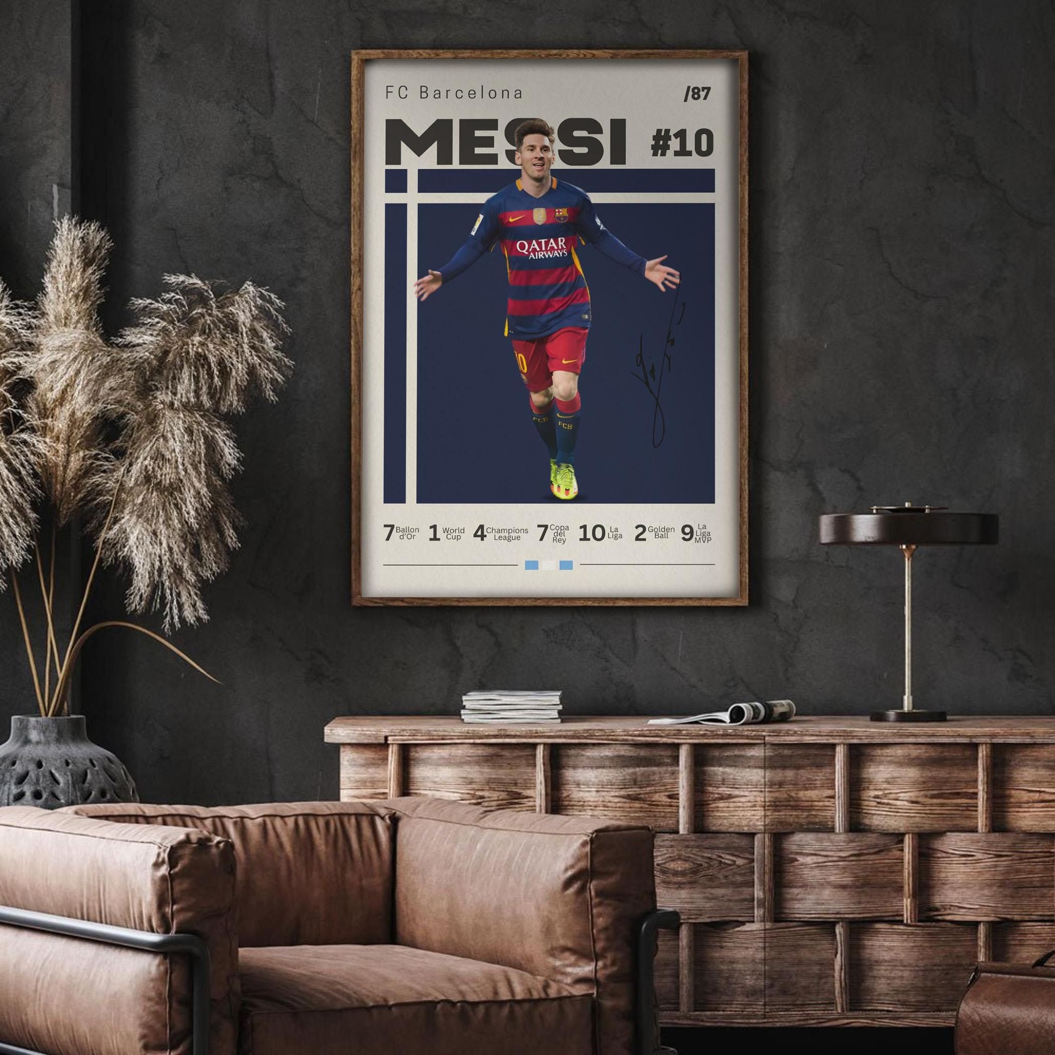 Mid Century Lionel Messi FC Barcelona Poster