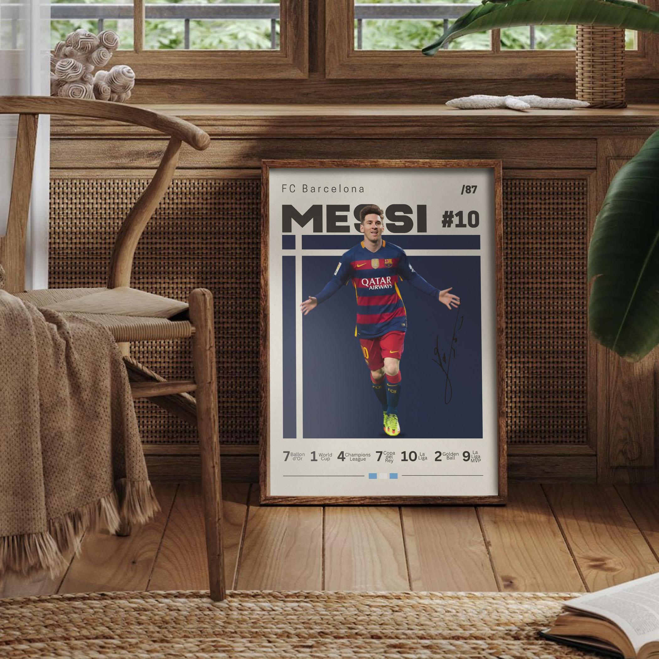 Mid Century Lionel Messi FC Barcelona Poster