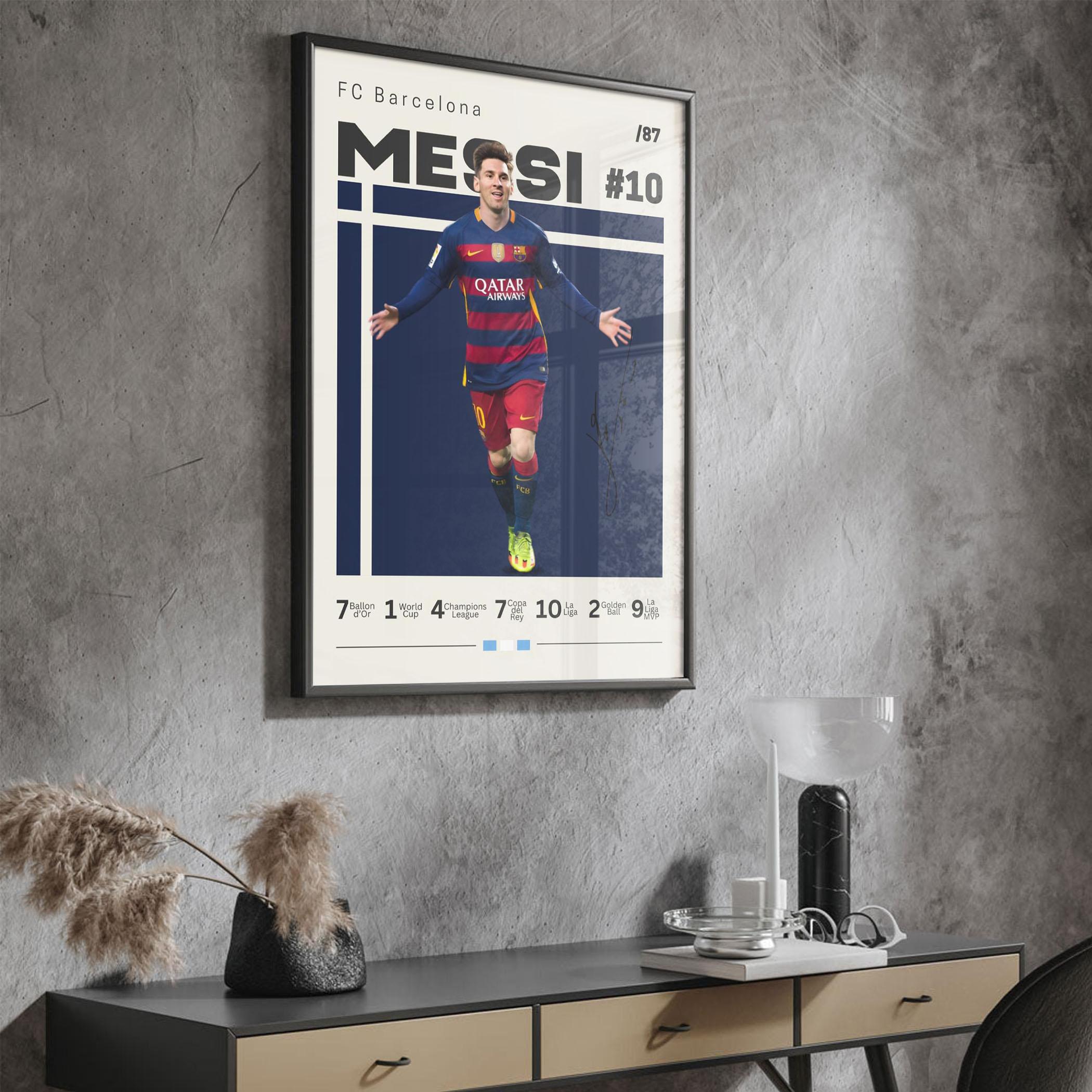 Mid Century Lionel Messi FC Barcelona Poster