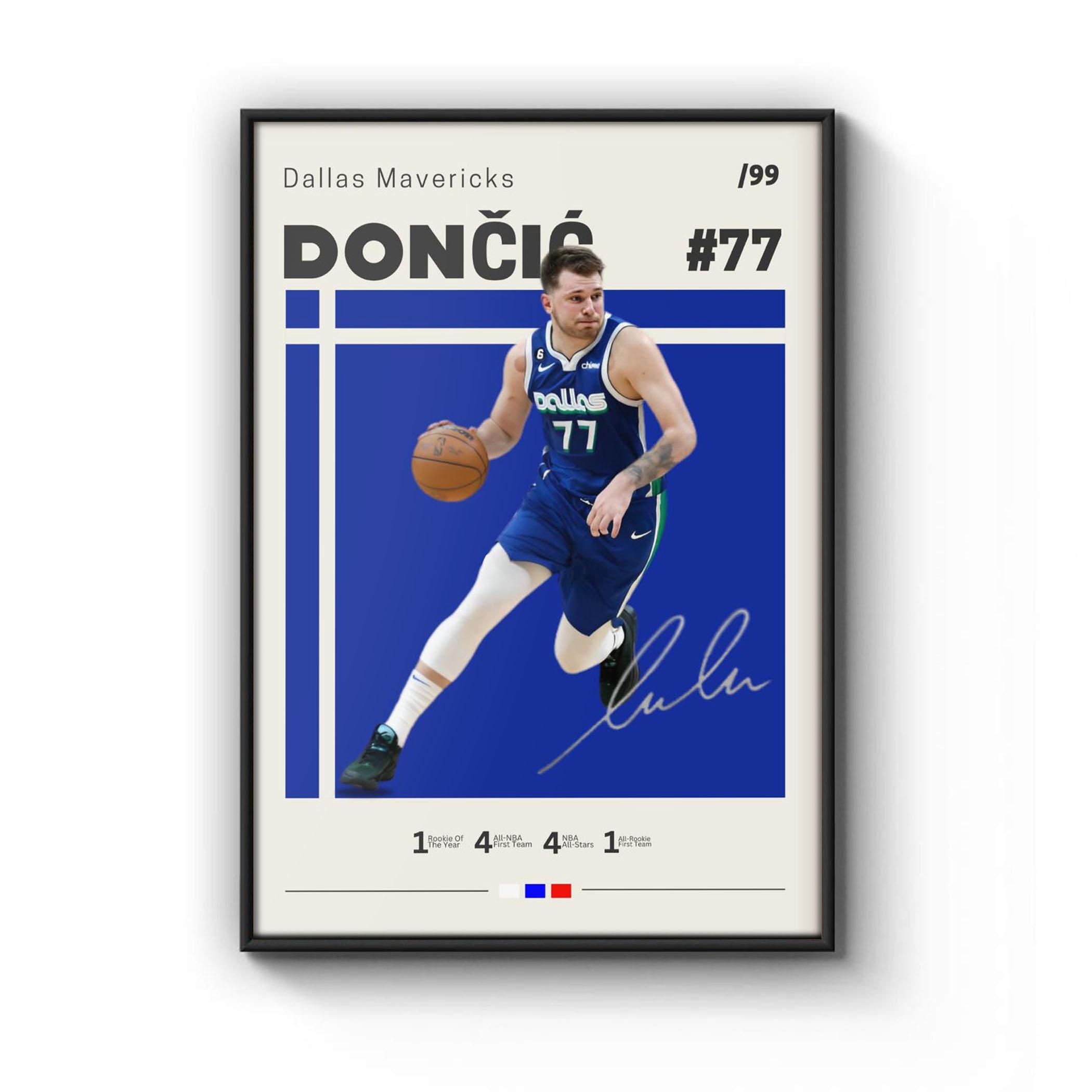 Mid Century Luka Doncic Dallas Mavericks Poster