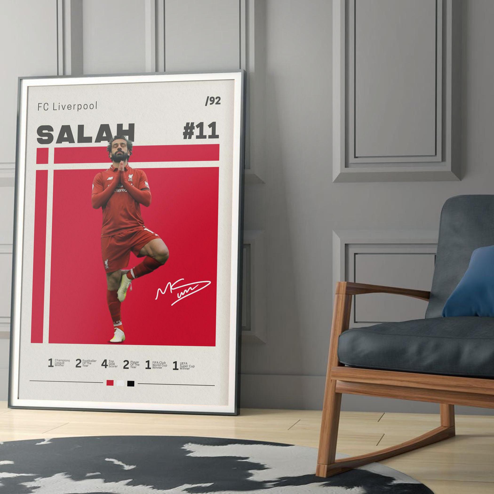 Mid Century Mohamed Salah FC Liverpool Football Poster