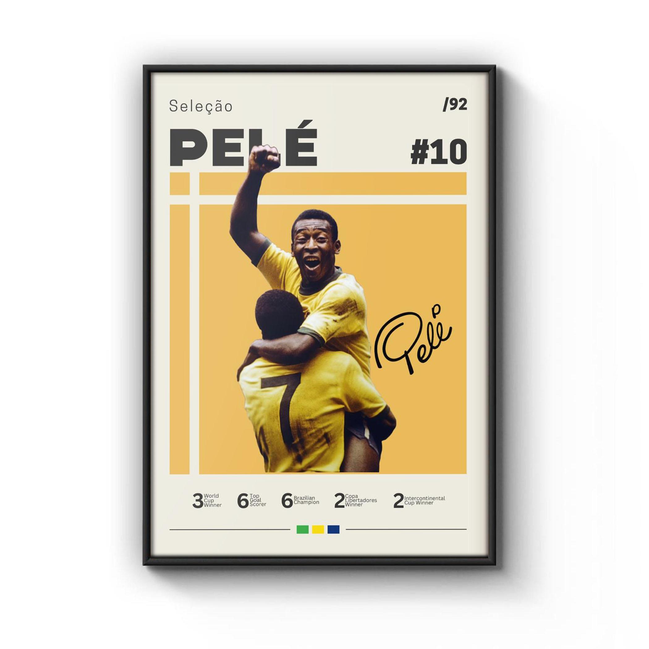 Mid Century Pele Brazil Football Poster