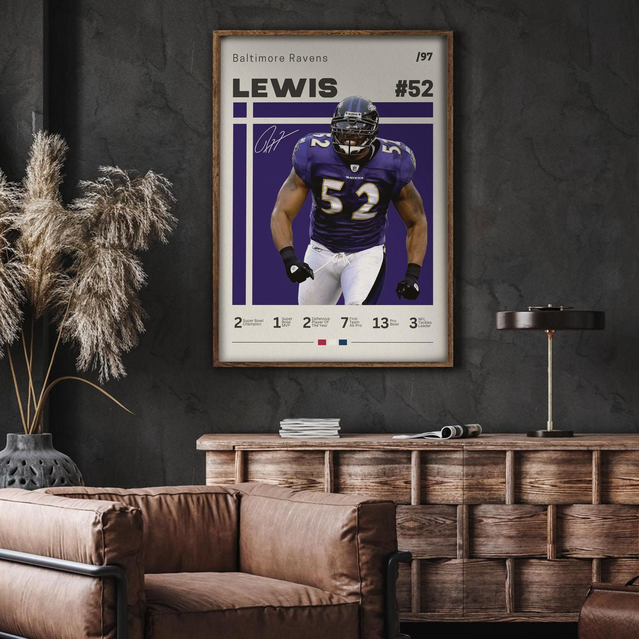 Mid Century Ray Lewis Baltimore Ravens Poster