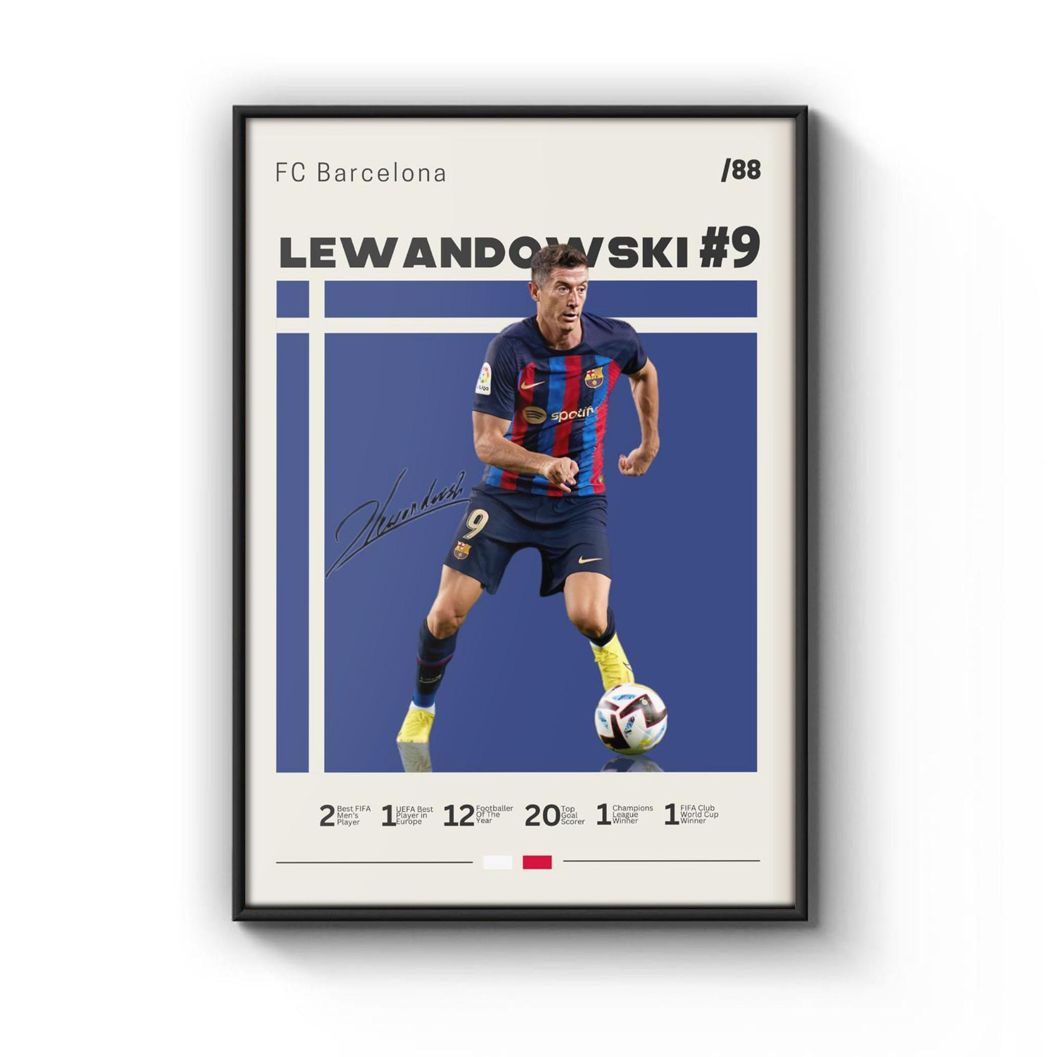 Mid Century Robert Lewandowski FC Barcelona Poster