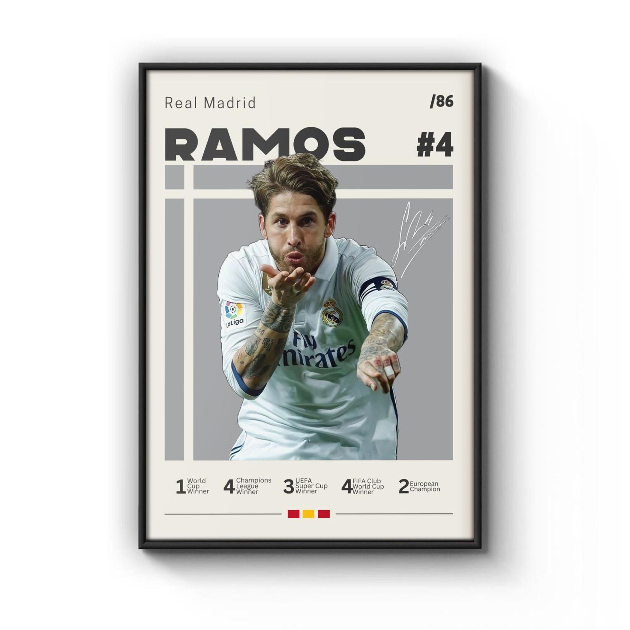 Mid Century Sergio Ramos Real Madrid Poster