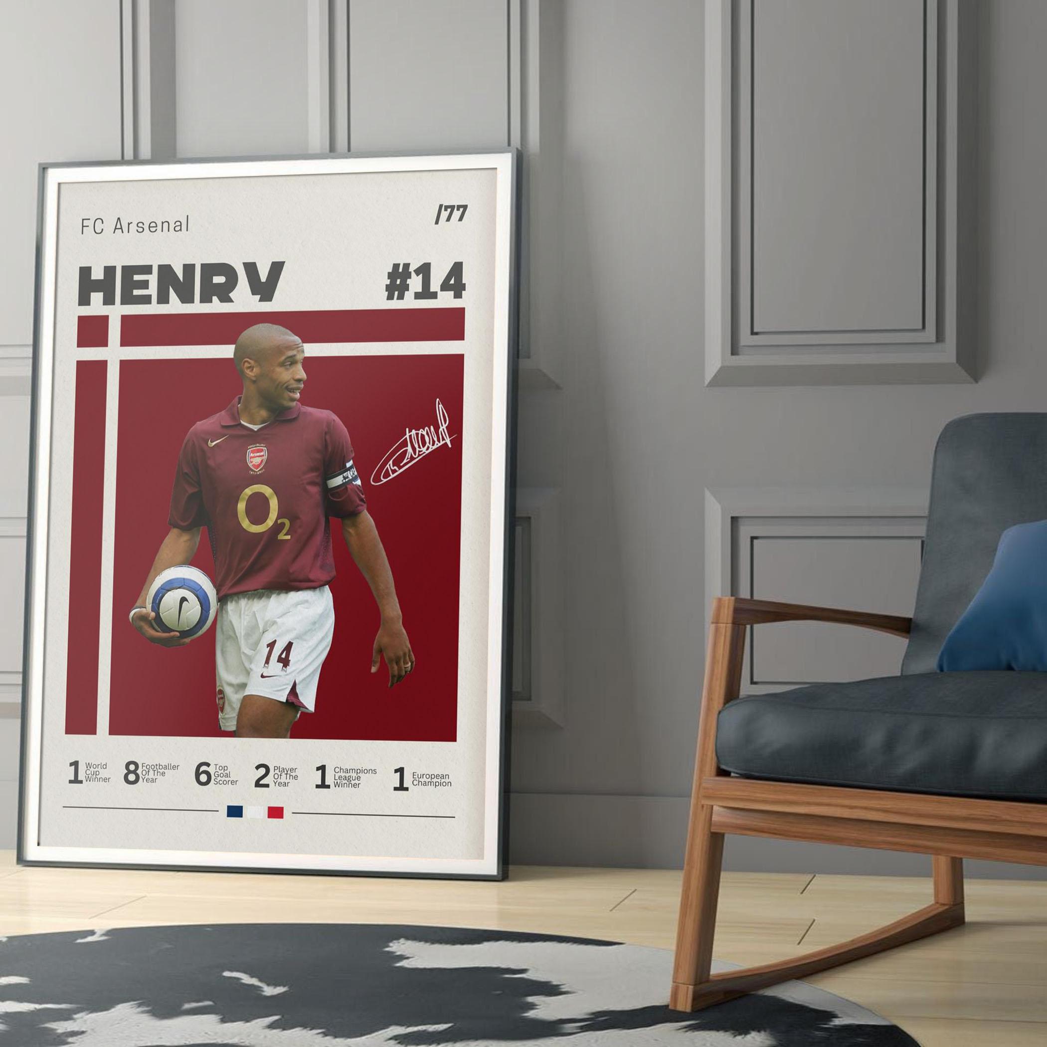 Mid Century Thierry Henry FC Arsenal Poster