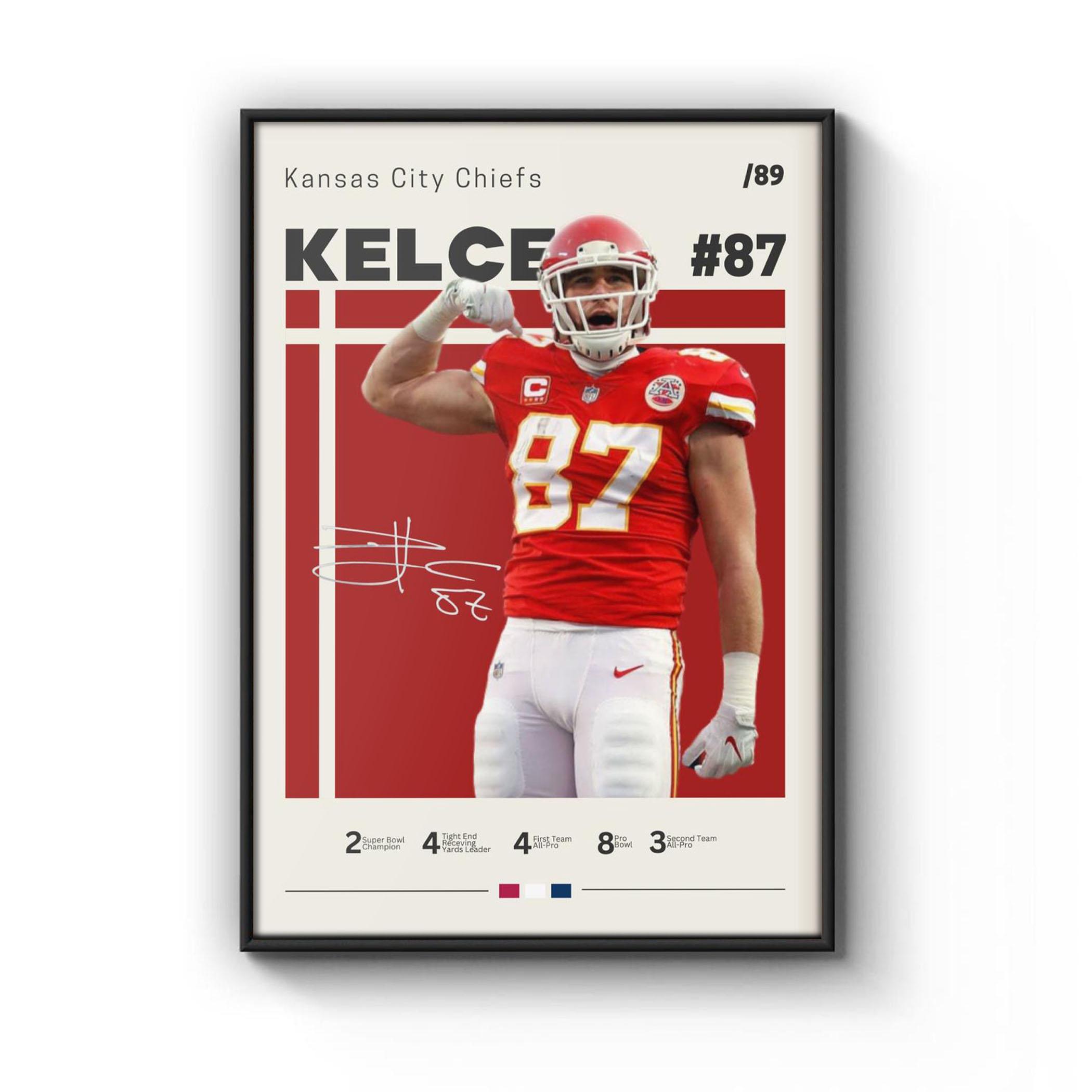 Mid Century Travis Kelce Kansas City Chiefs Poster