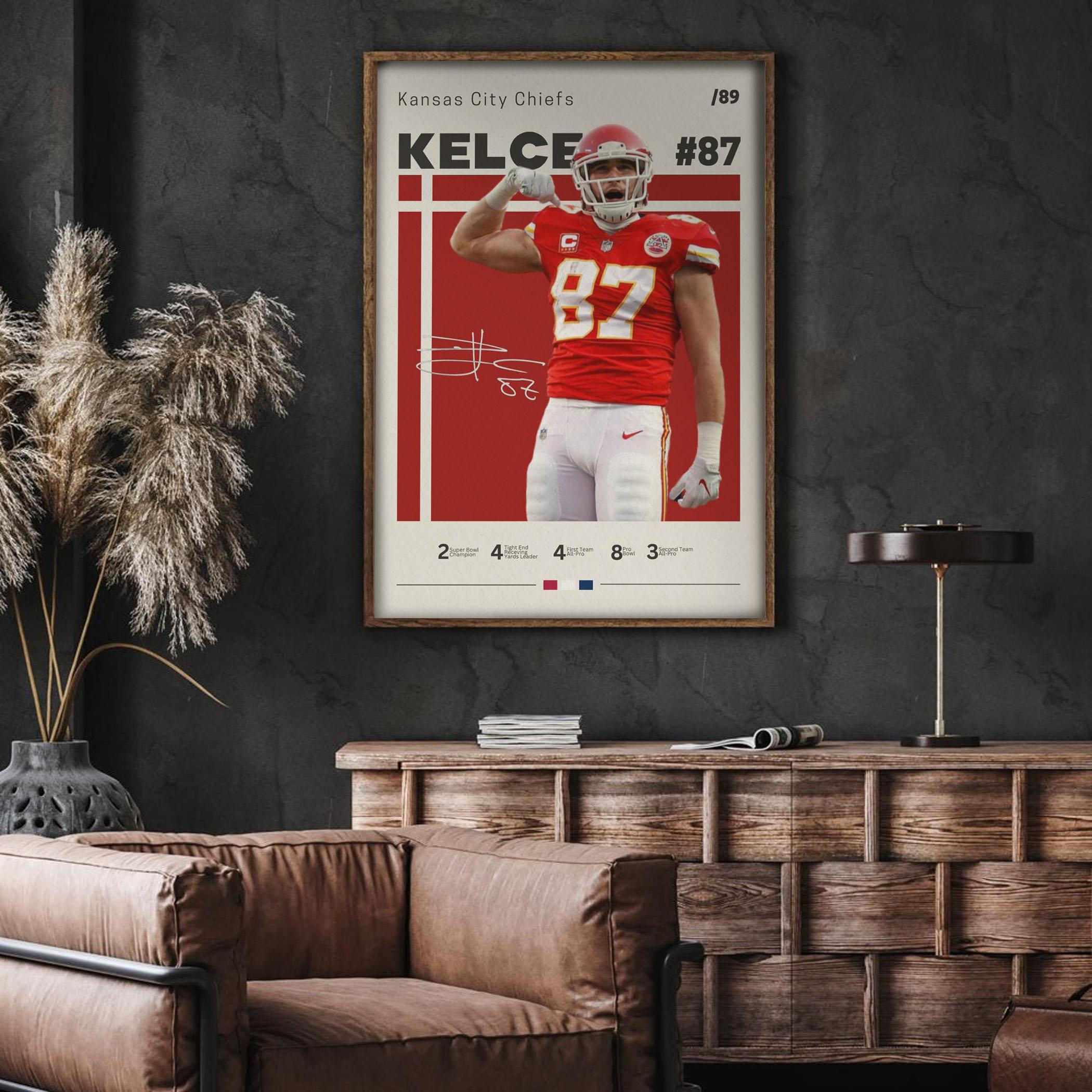 Mid Century Travis Kelce Kansas City Chiefs Poster
