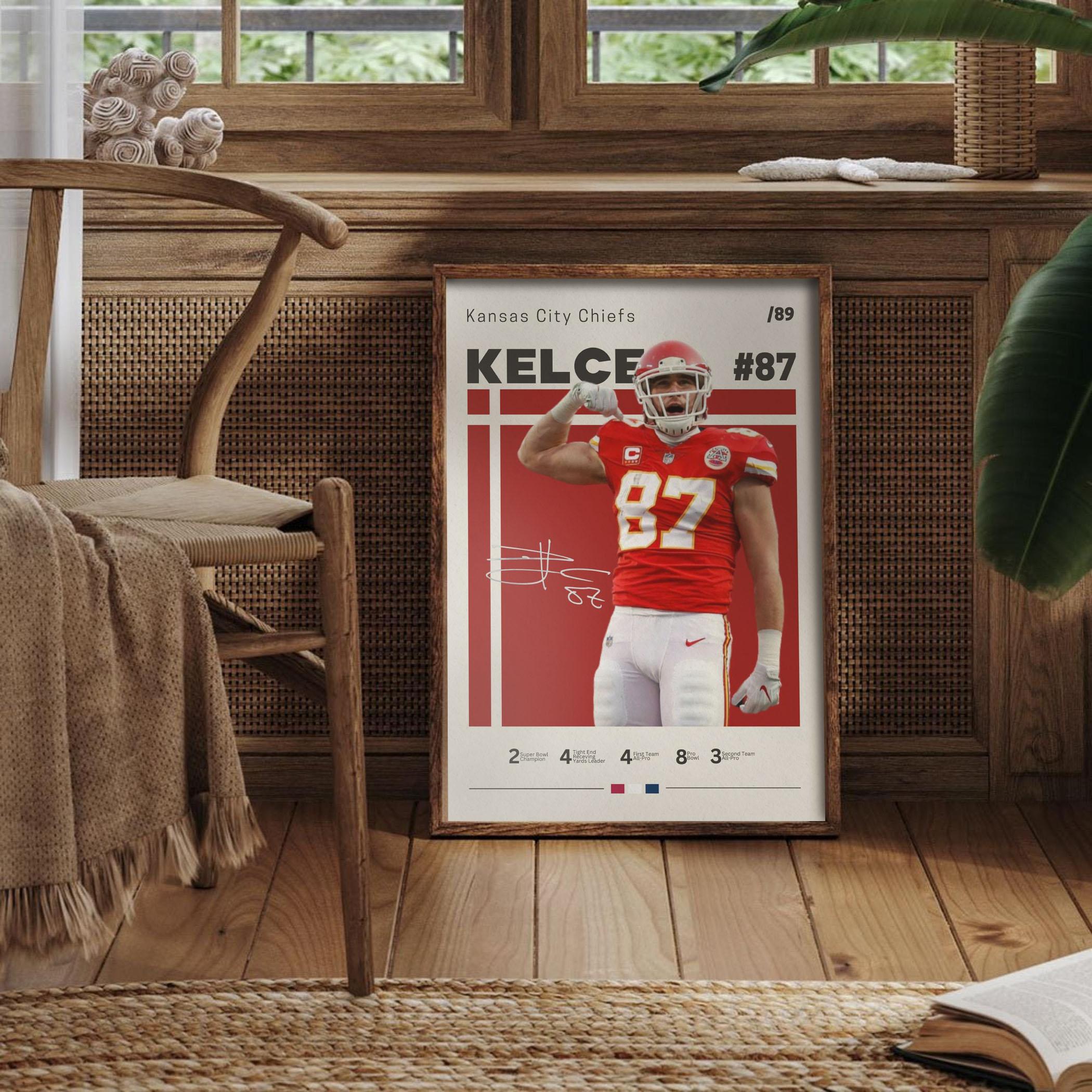 Mid Century Travis Kelce Kansas City Chiefs Poster