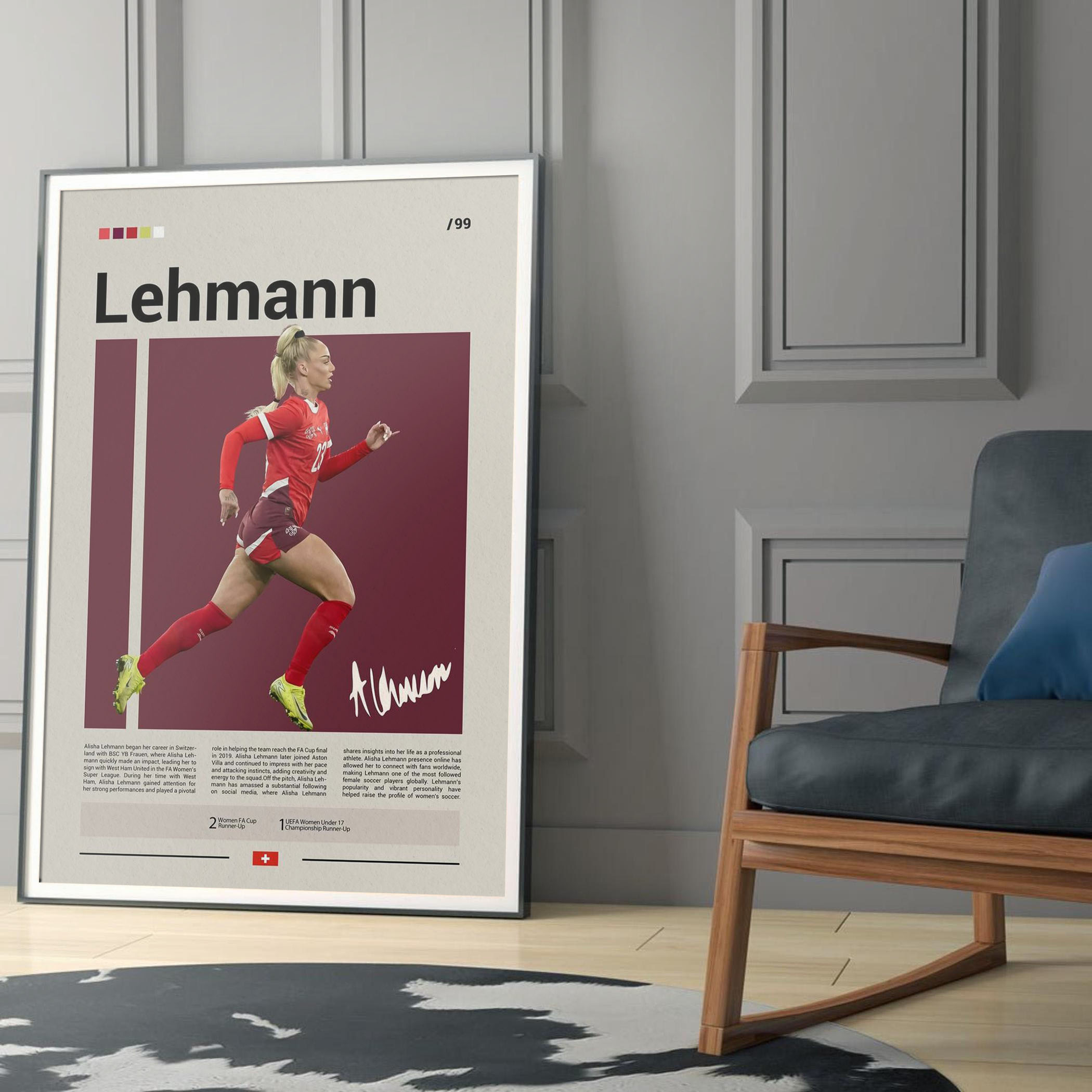 Minimalist Alisha Lehmann US Women’s Soccer Poster