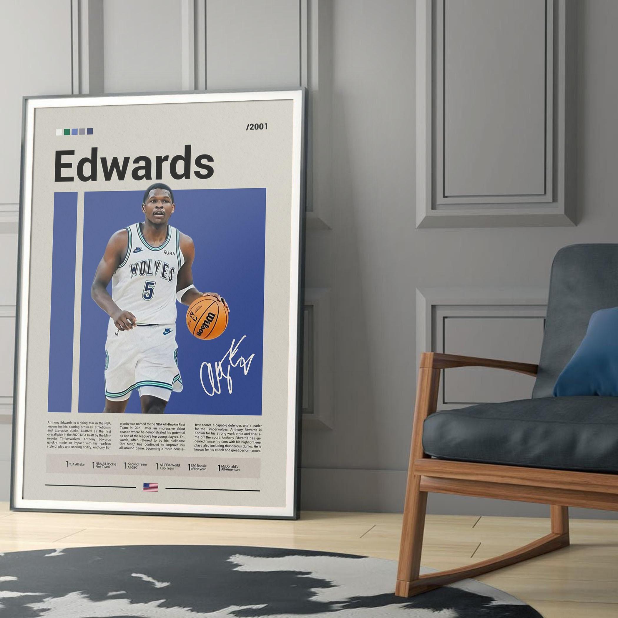 Minimalist Anthony Edwards Minnesota Timberwolves Poster