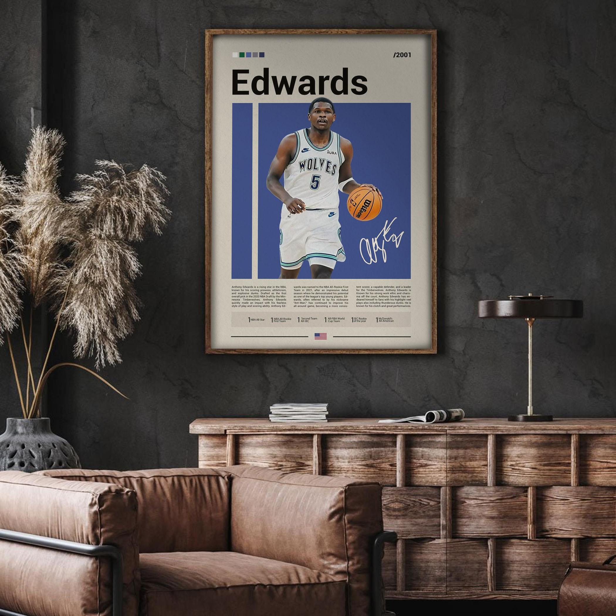Minimalist Anthony Edwards Minnesota Timberwolves Poster