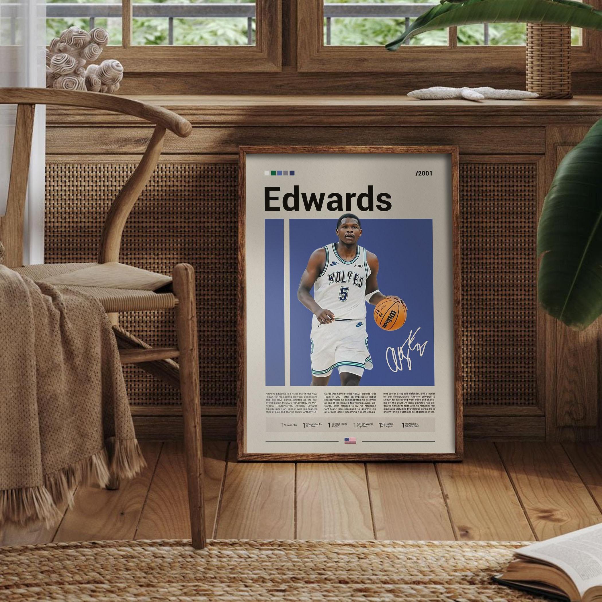 Minimalist Anthony Edwards Minnesota Timberwolves Poster
