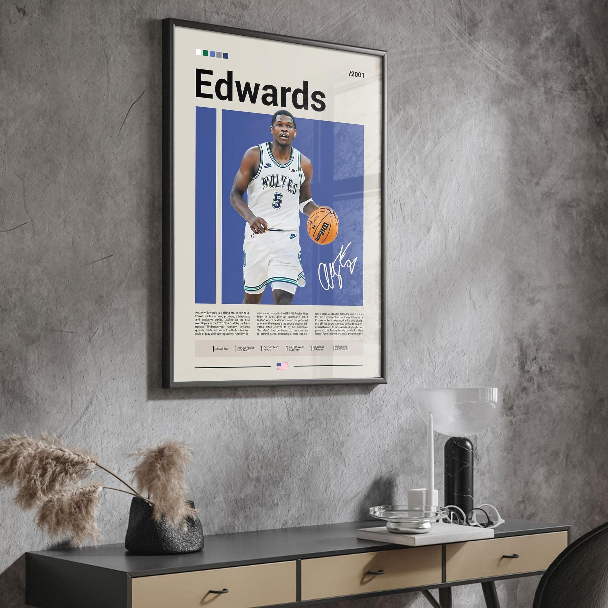 Minimalist Anthony Edwards Minnesota Timberwolves Poster