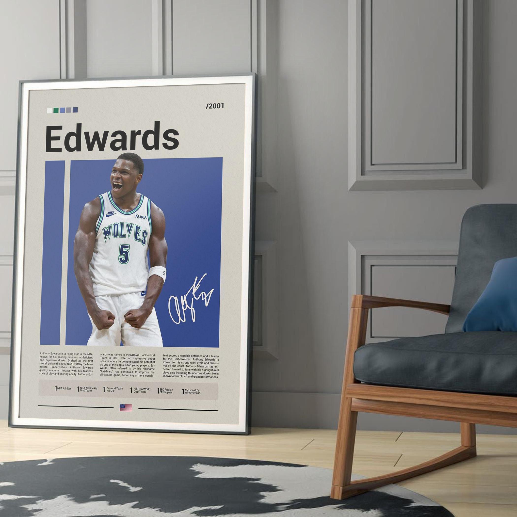 Minimalist Anthony Edwards Timberwolves Poster
