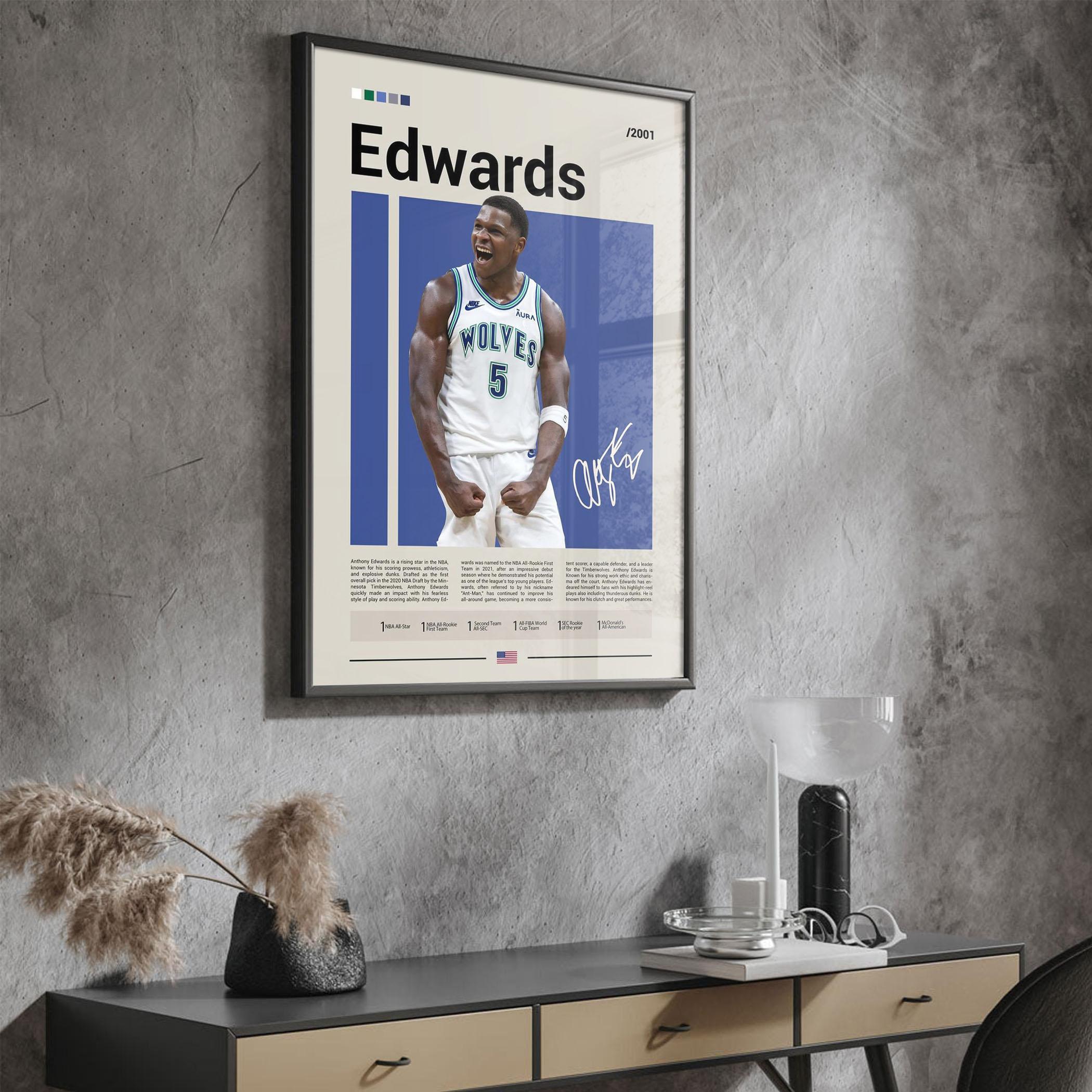 Minimalist Anthony Edwards Timberwolves Poster